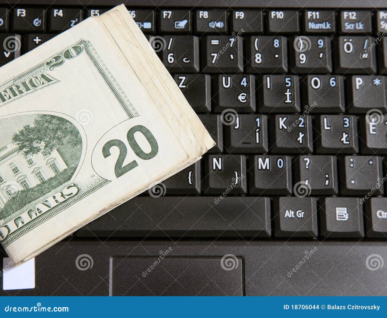 Money and keyboard stock photo. Image of financial, laptop - 18706044