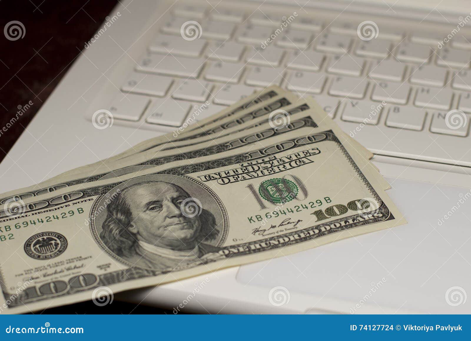Money on a Keyboard of a Laptop Stock Photo - Image of computer, prize ...