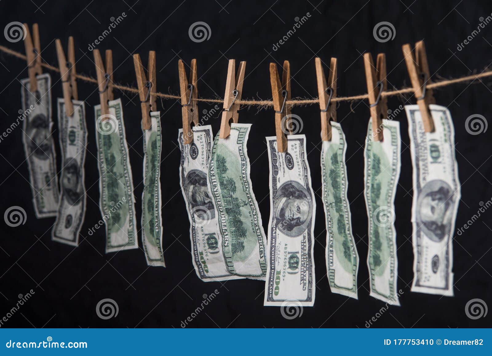 Money Laundering. Dollars Hang on a String Stock Photo - Image of ...