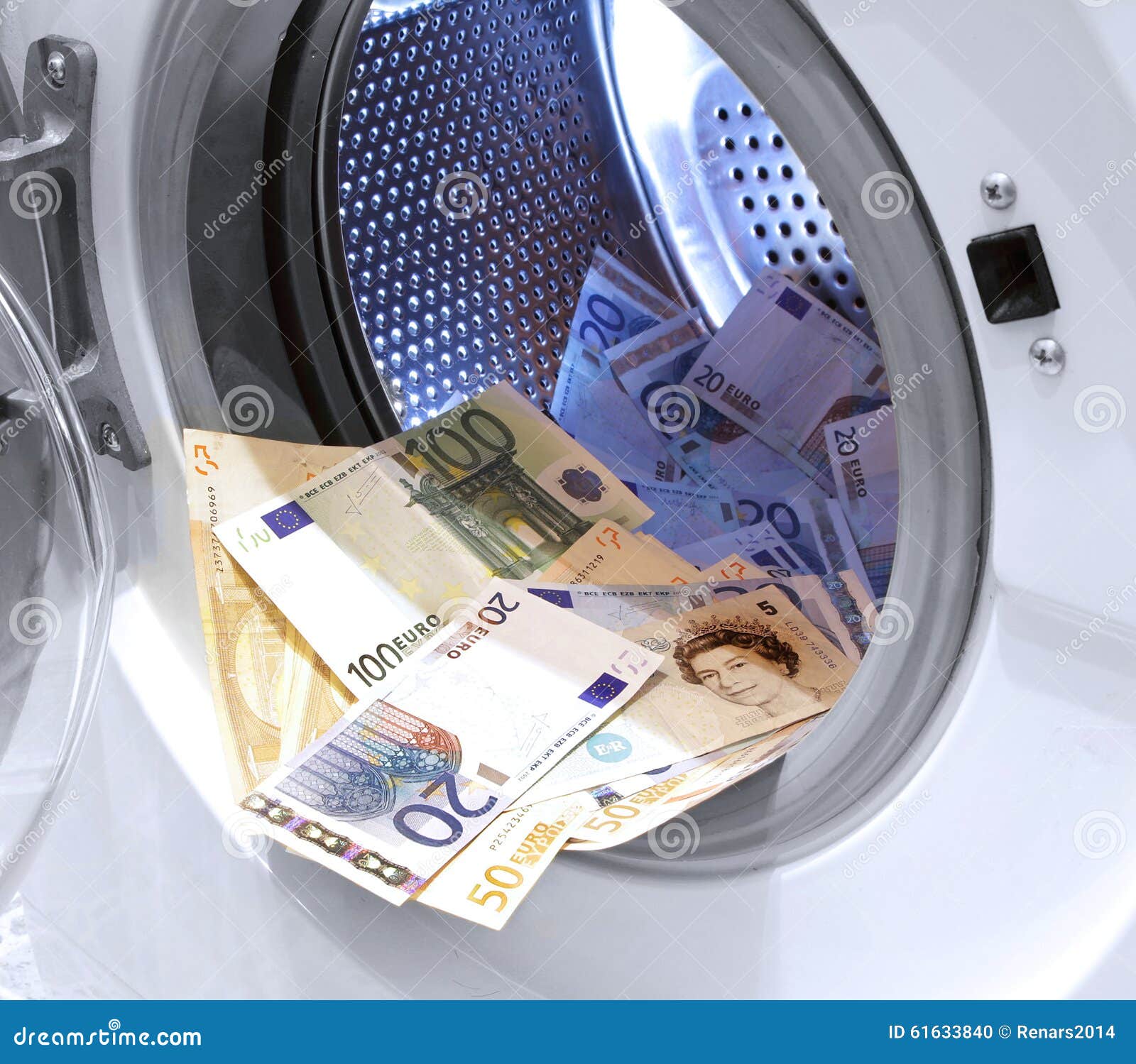 Money Laundering Illegal Cash Euros and Pounds Stock Photo - Image of ...