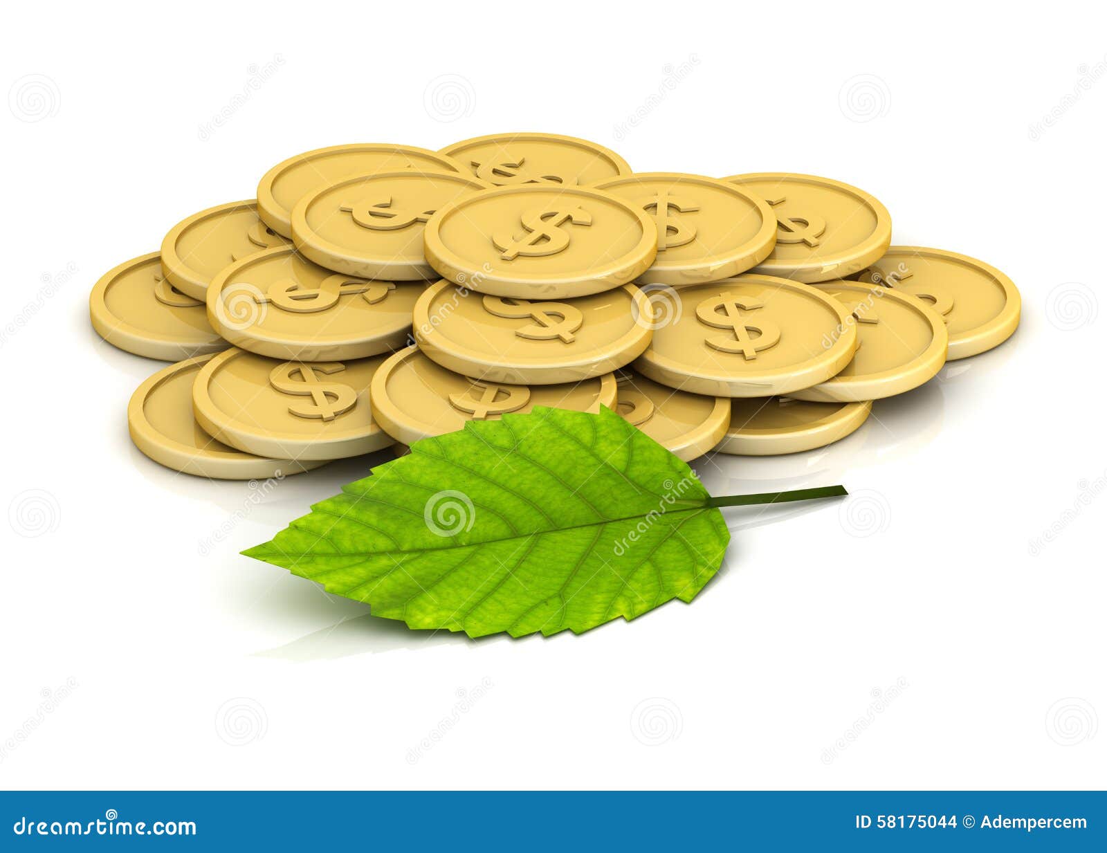 Money and leaf stock illustration. Illustration of ecology - 58175044