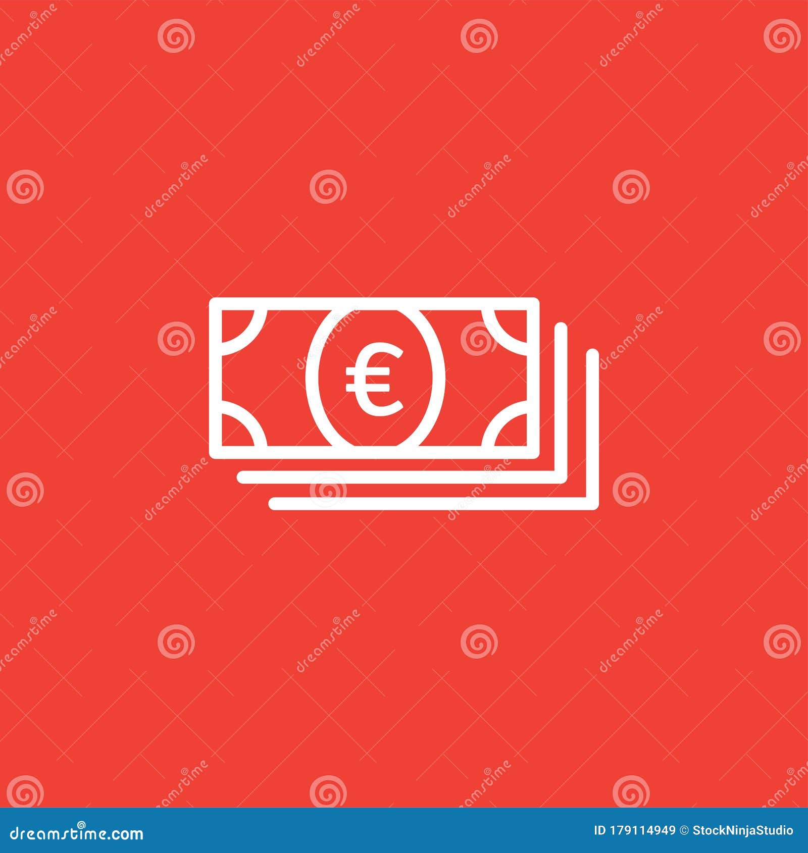 Money Line Icon on Red Background. Red Flat Style Vector Illustration ...