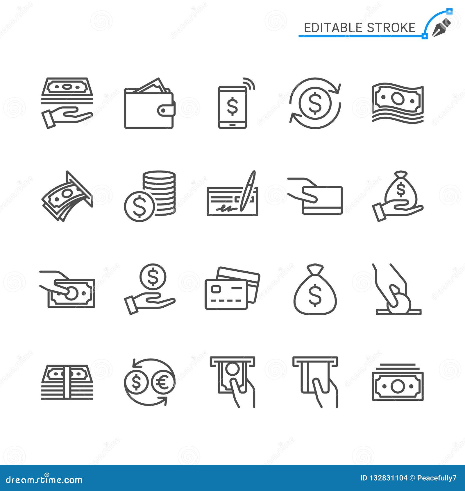 Money Bag Outline Simple Design Icon. Us Dollar Moneybag Icon. Cartoon ...