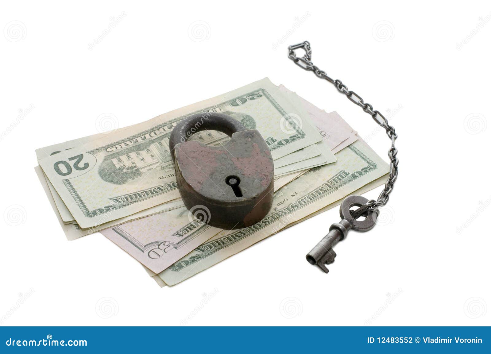 Money and the lock stock photo. Image of chain, business - 12483552