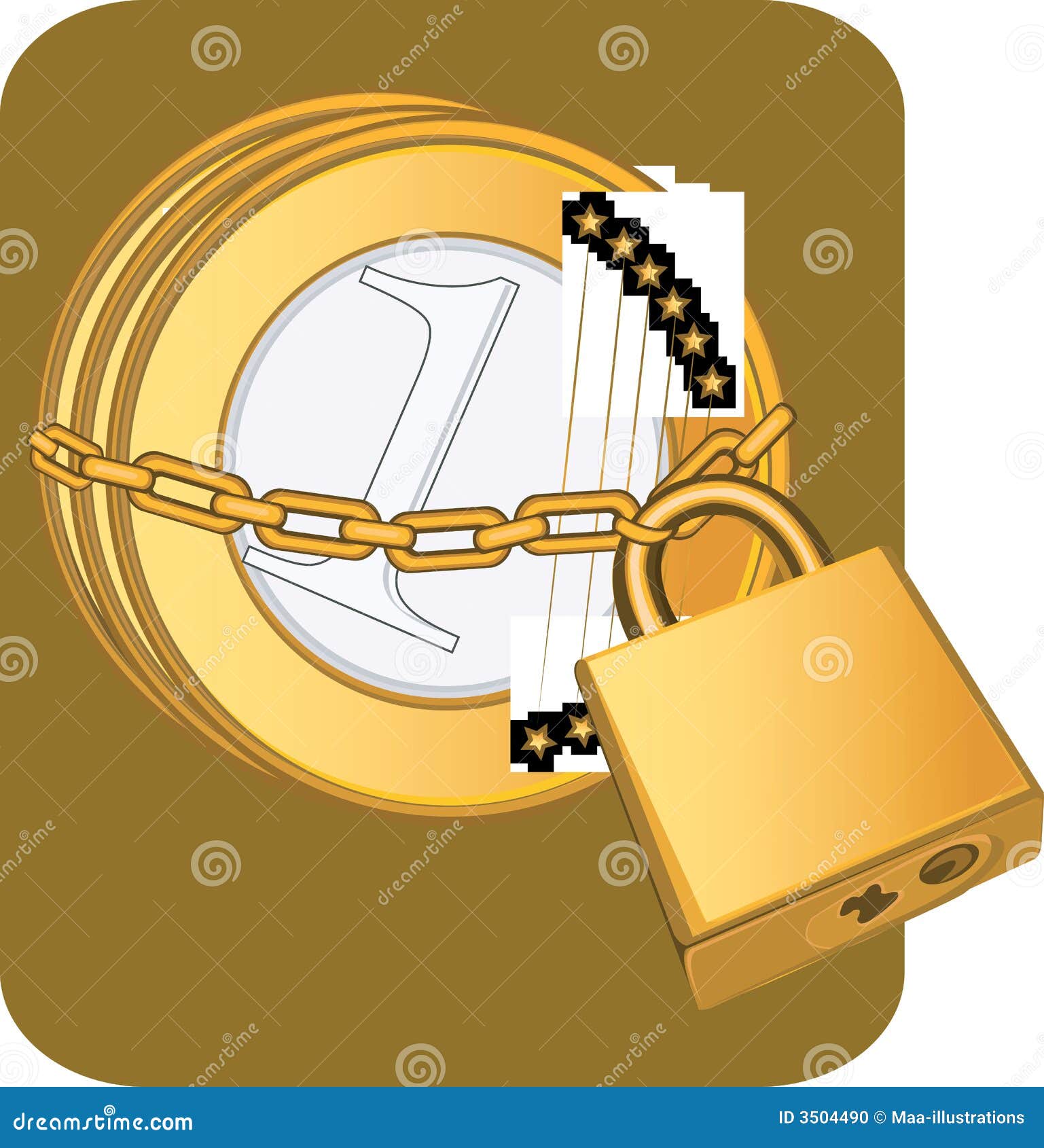 Money and lock stock vector. Illustration of money, dollar - 3504490