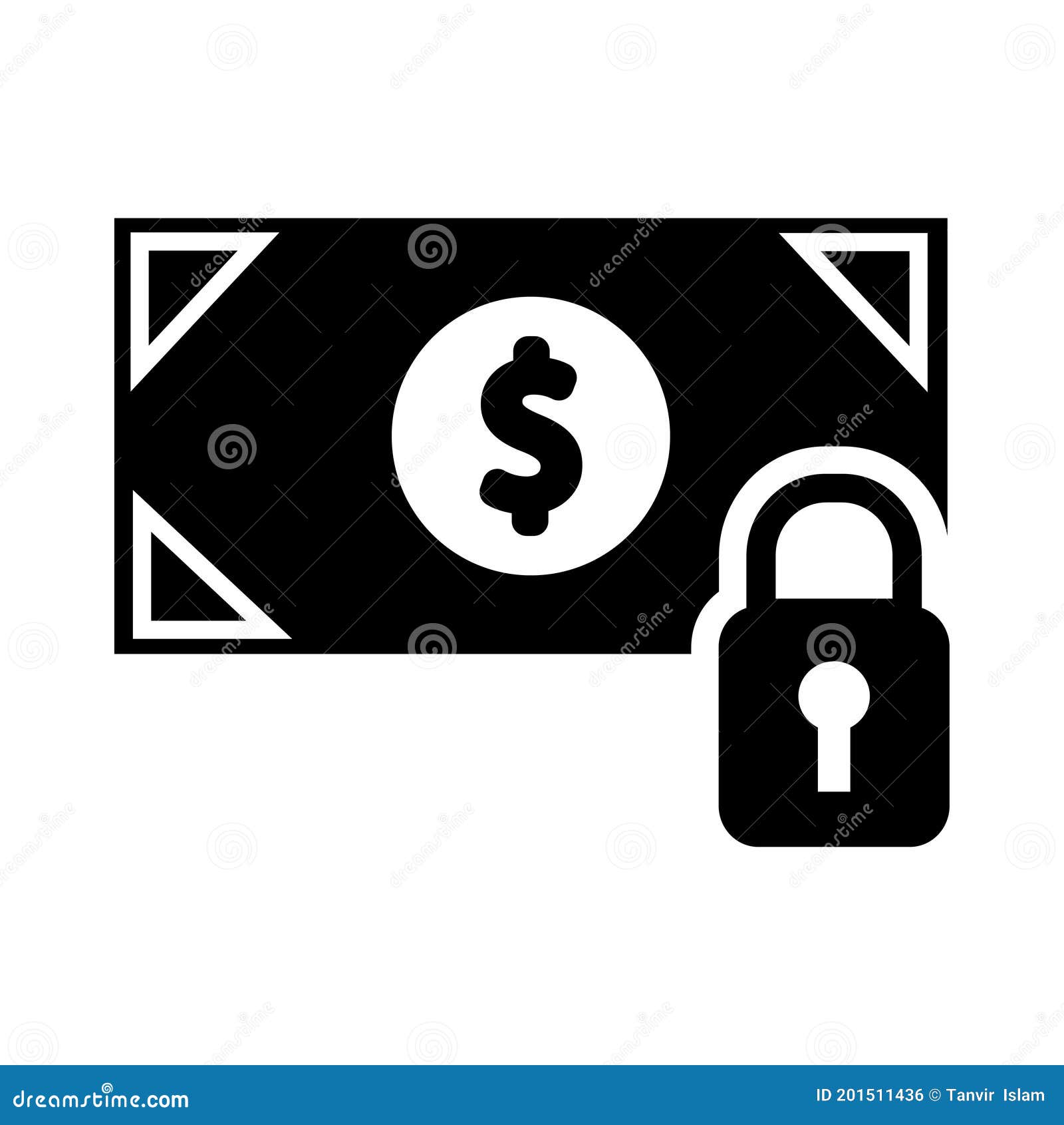 Money with lock Icon stock vector. Illustration of locked - 201511436