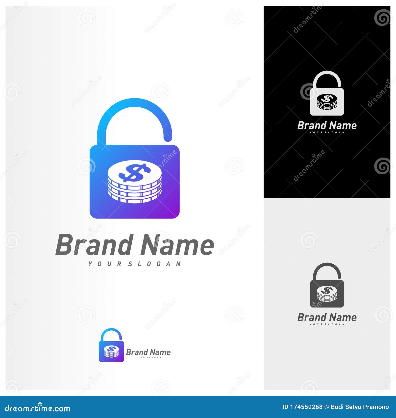 Money Lock Logo Vector Template. Lock with Money Logo Design Concept ...