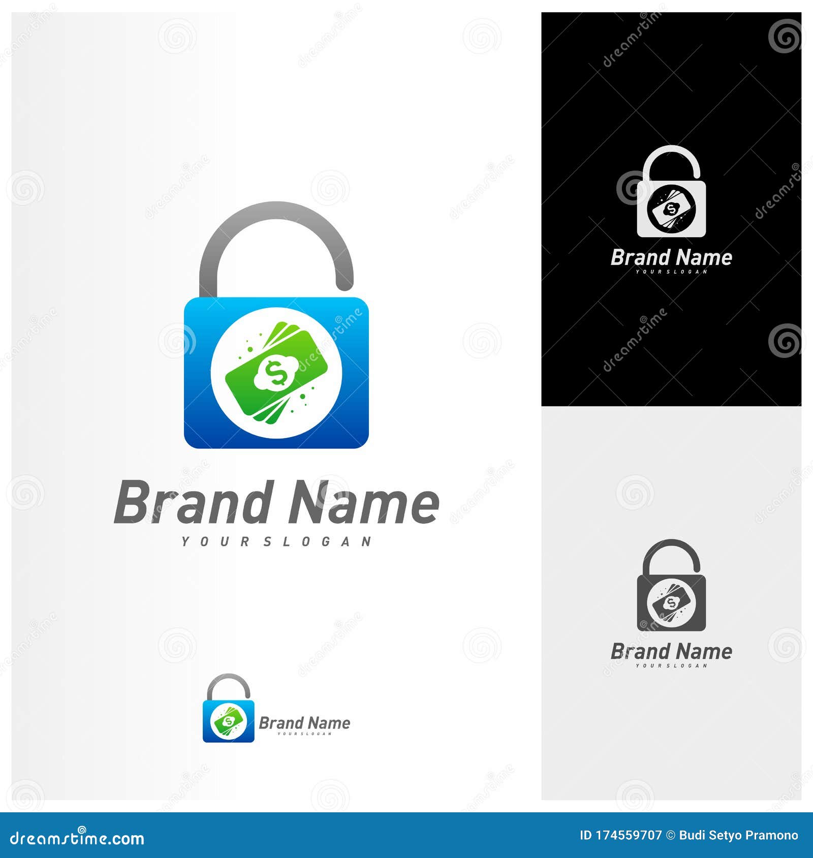 Money Lock Logo Vector Template. Lock with Money Logo Design Concept ...