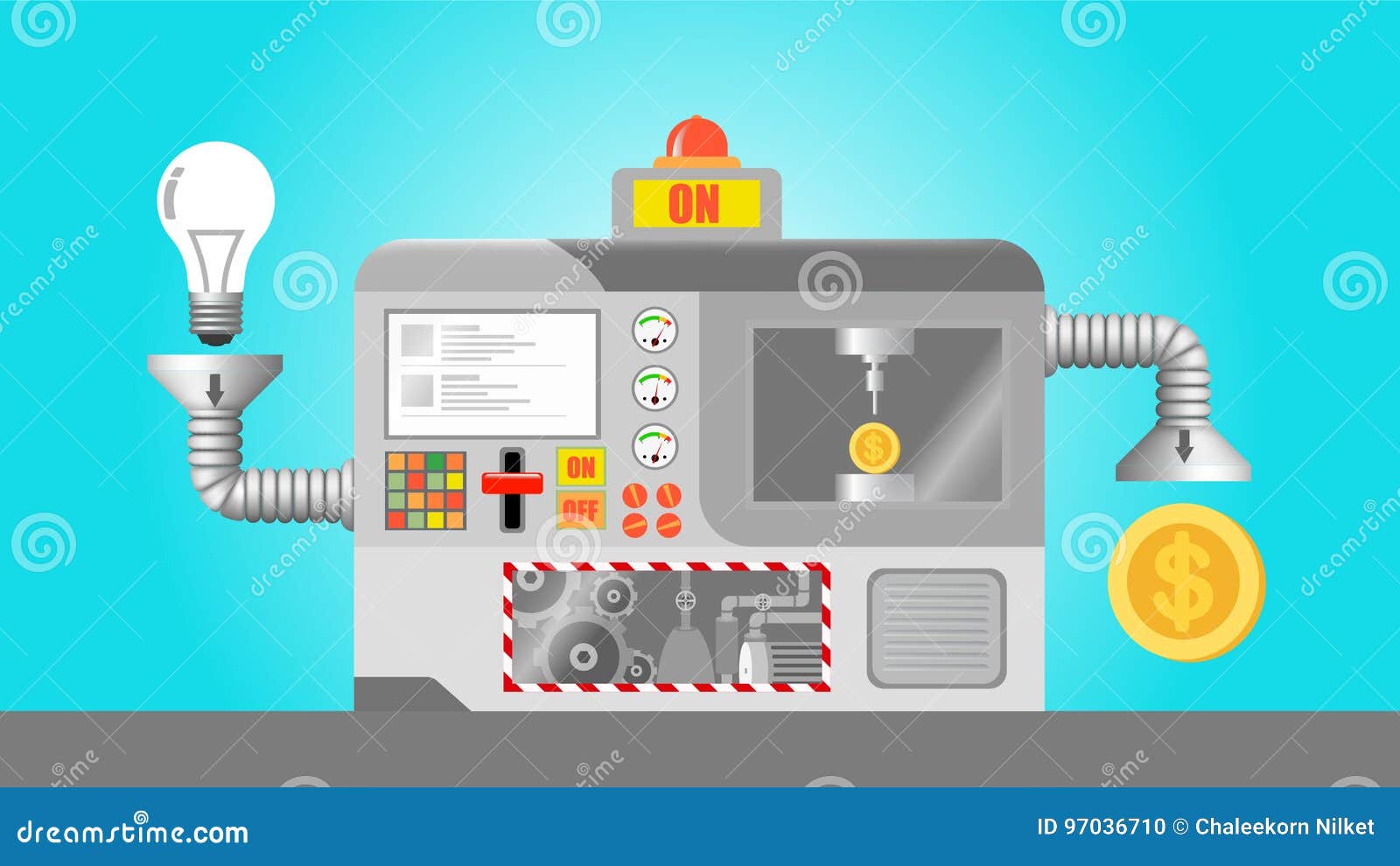 Money Machine with Ideas stock vector. Illustration of machine - 97036710