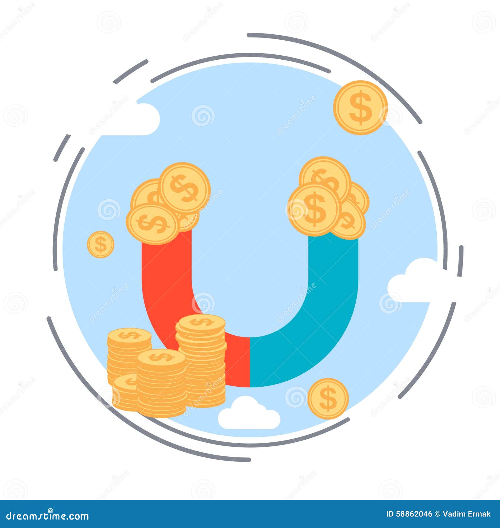 Money Magnet, Funds Accumulation Vector Concept Stock Vector ...