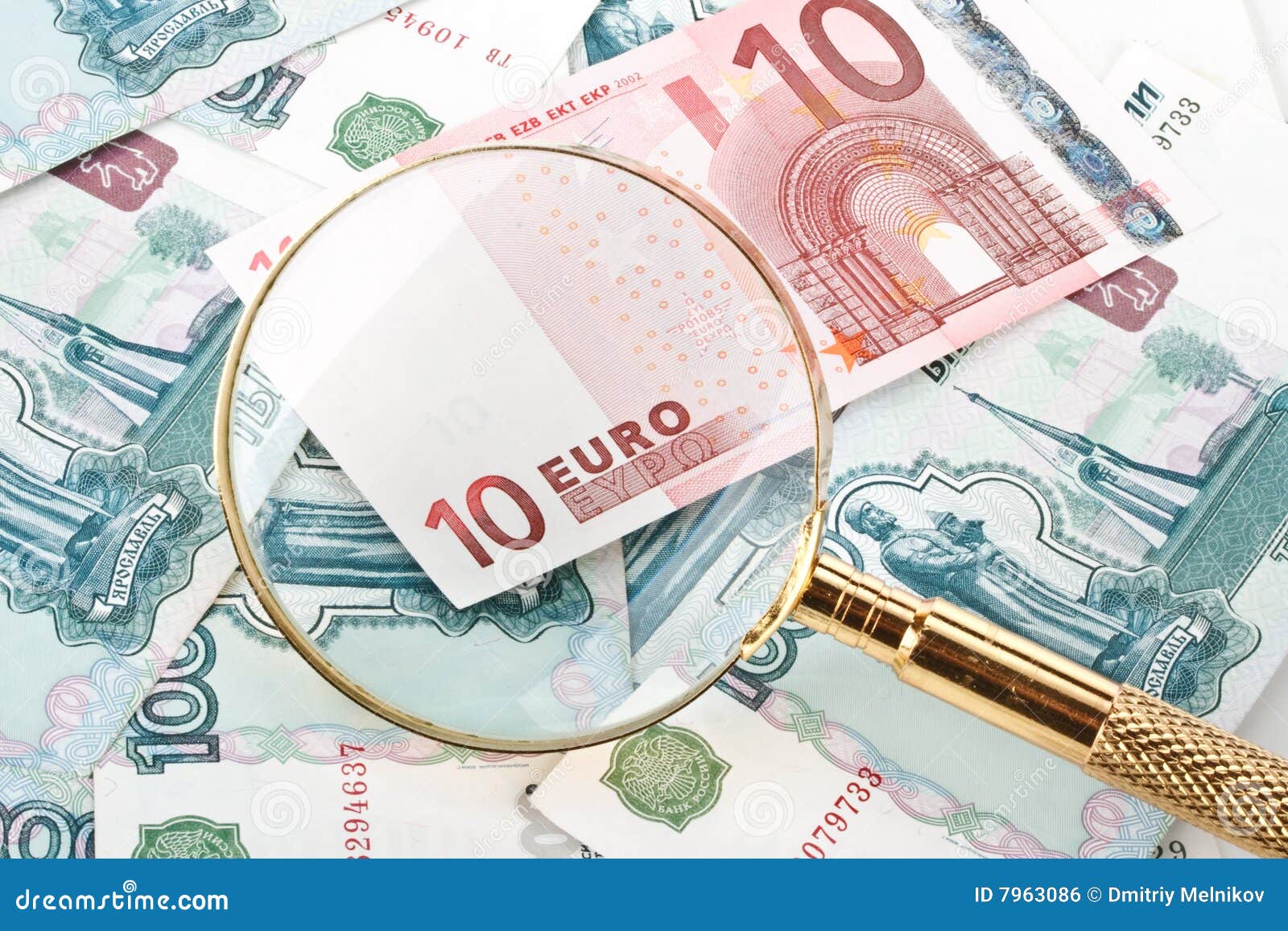 Money and magnifier stock photo. Image of banking, banknote - 7963086