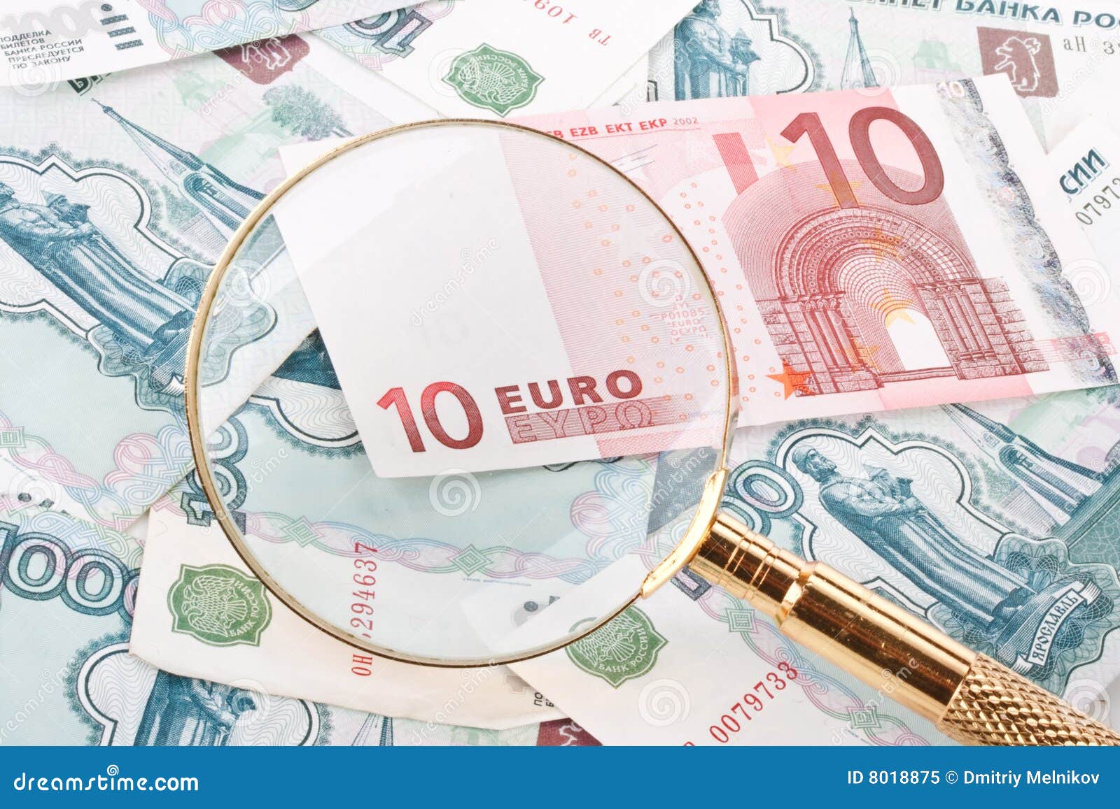 Money and magnifier stock image. Image of examine, financial - 8018875