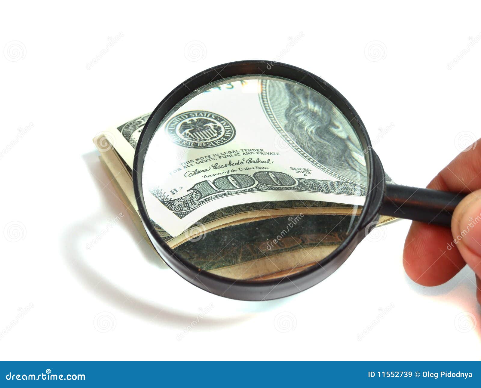 Money and magnifying glass stock image. Image of america - 11552739