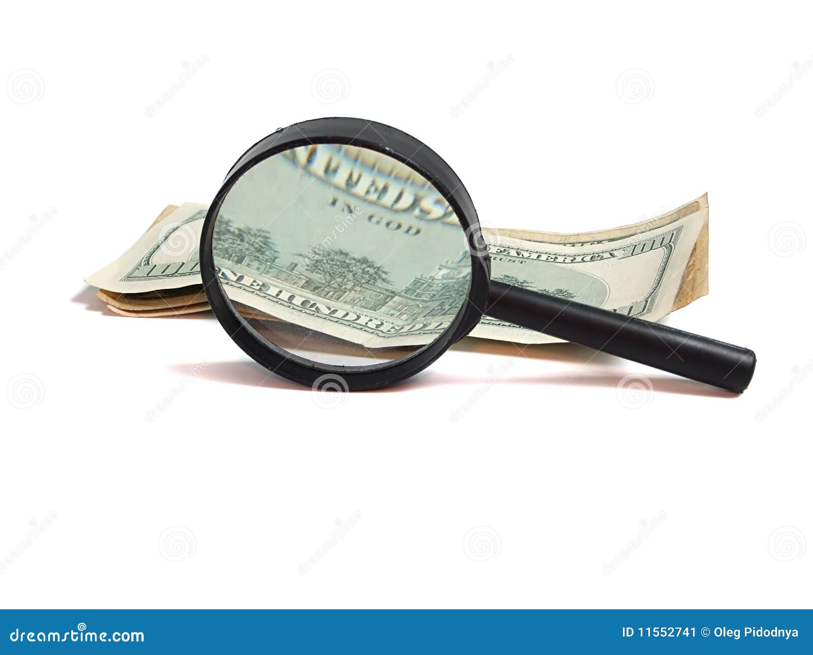 Money and magnifying glass stock image. Image of american - 11552741