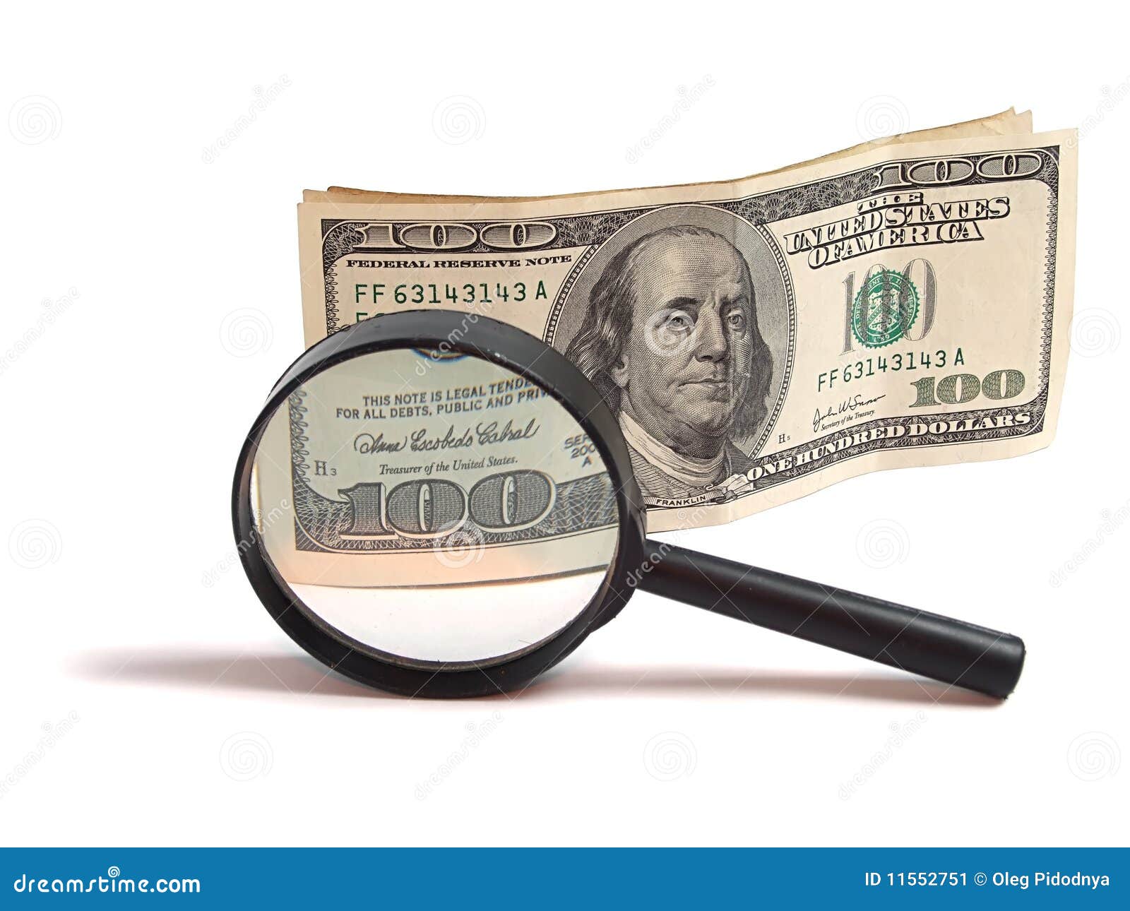 Money and magnifying glass stock image. Image of handle - 11552751