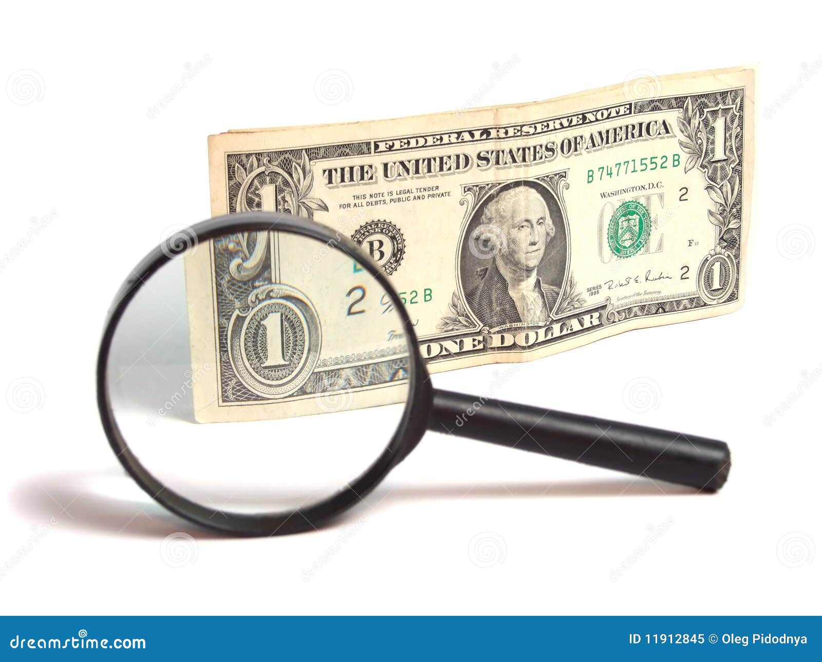 Money and magnifying glass stock image. Image of glass - 11912845