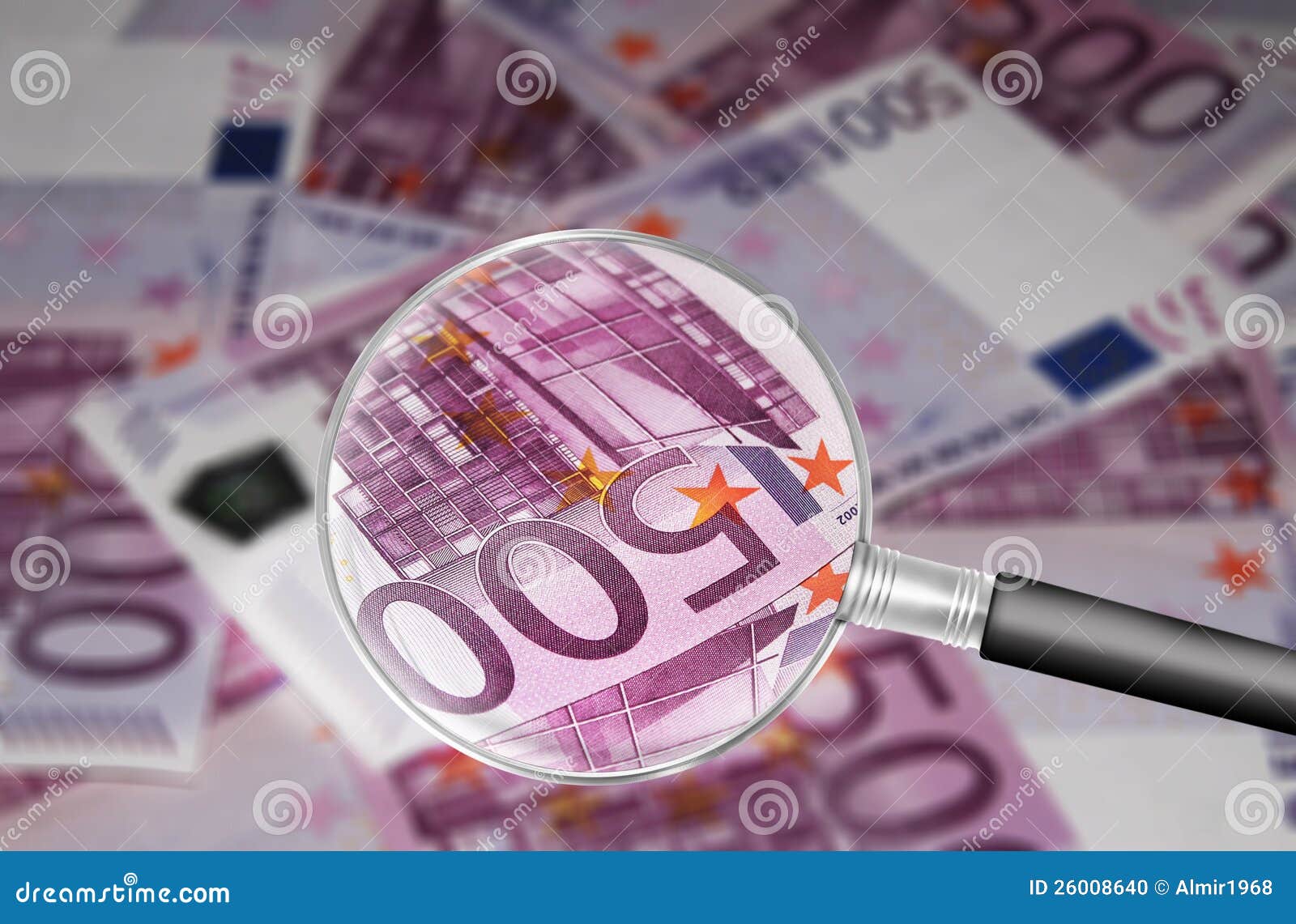 Money and magnifying glass stock photo. Image of euro - 26008640