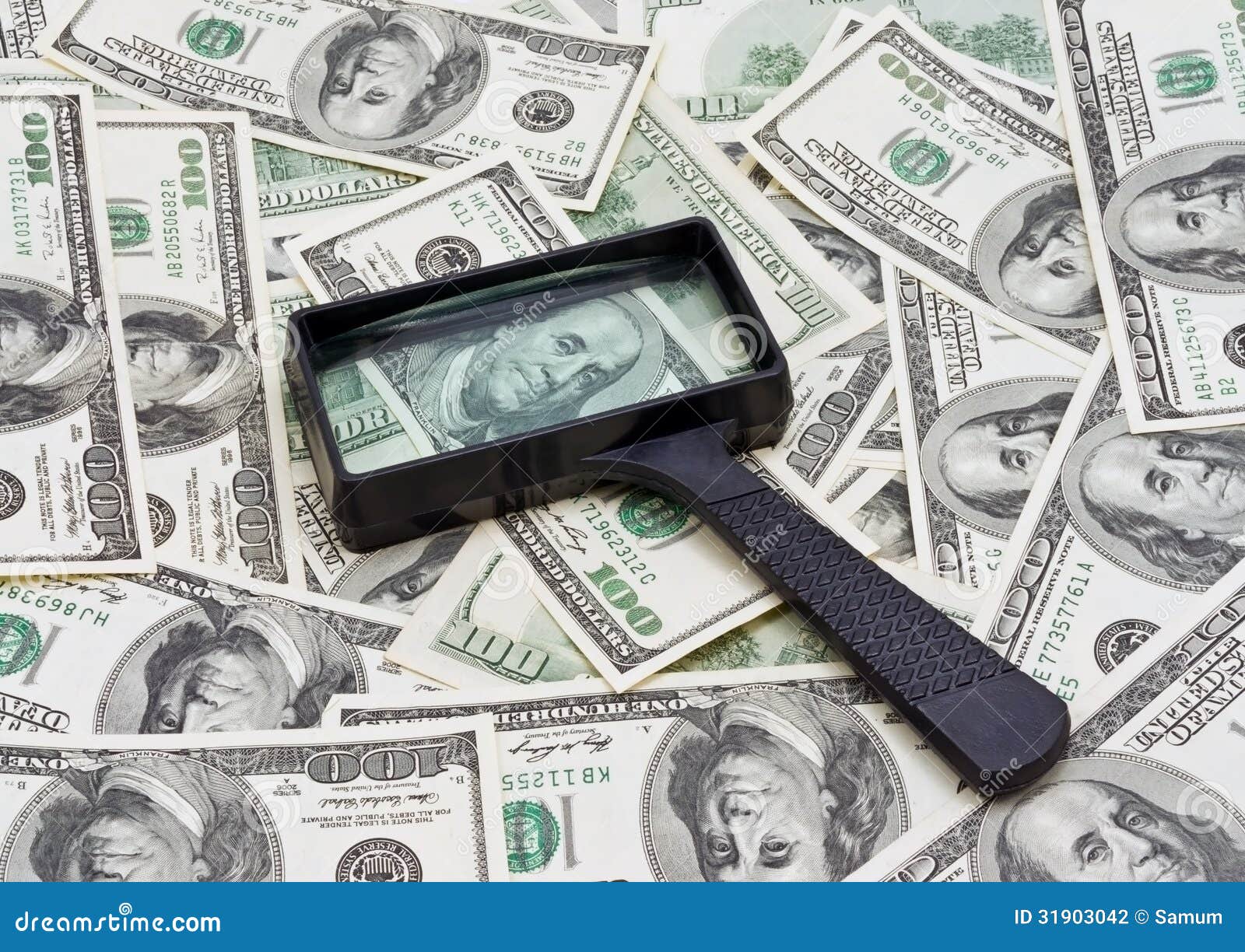 Money and magnifying glass stock photo. Image of banking - 31903042