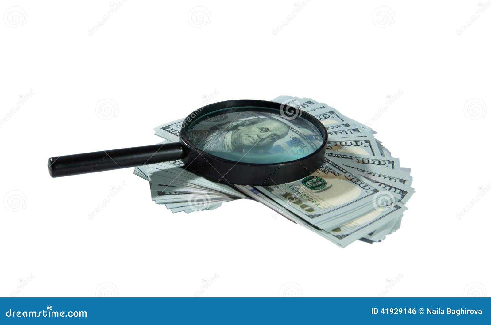 Money and magnifying glass stock photo. Image of bankrupt - 41929146