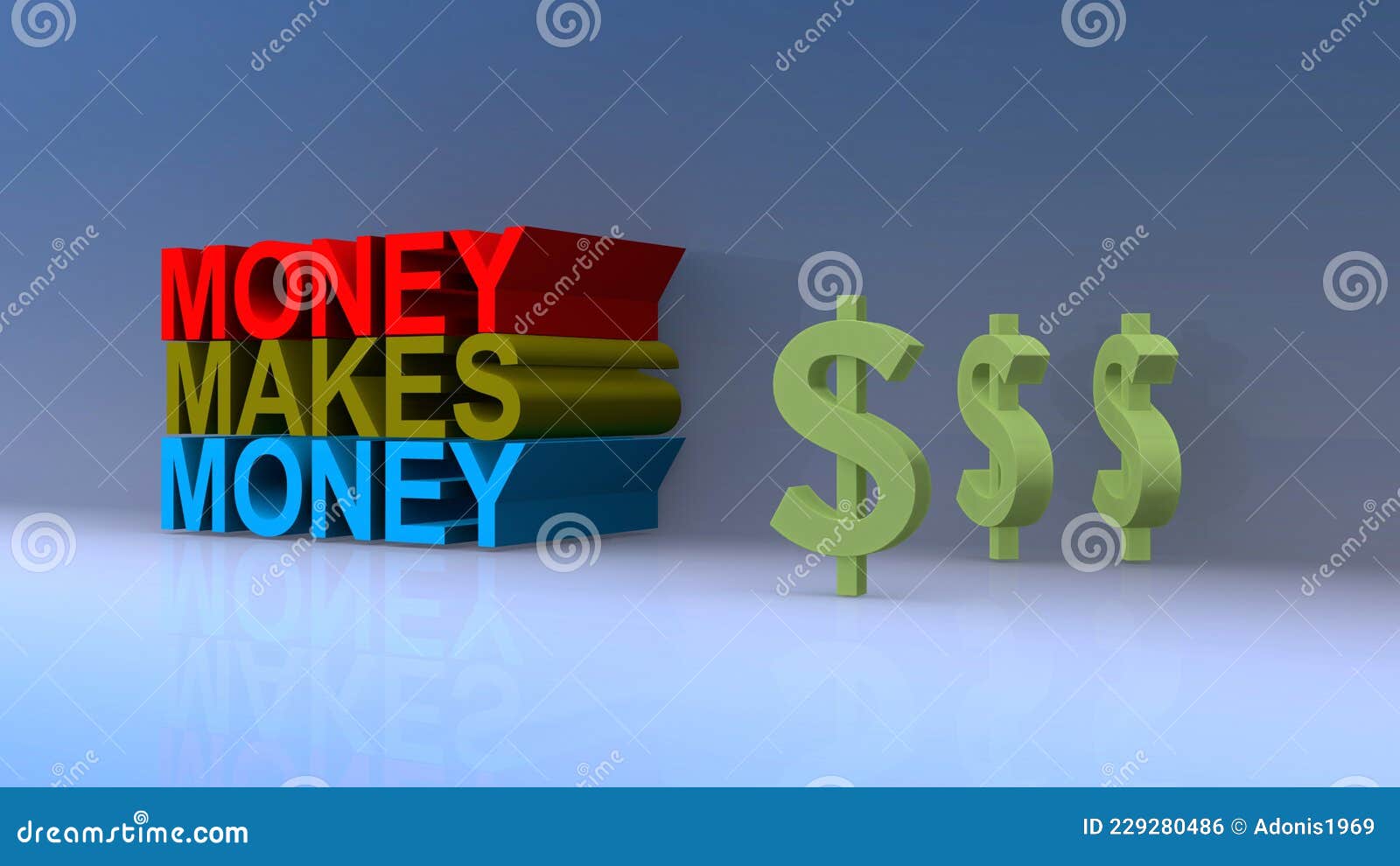 Money makes money on blue stock illustration. Illustration of ...
