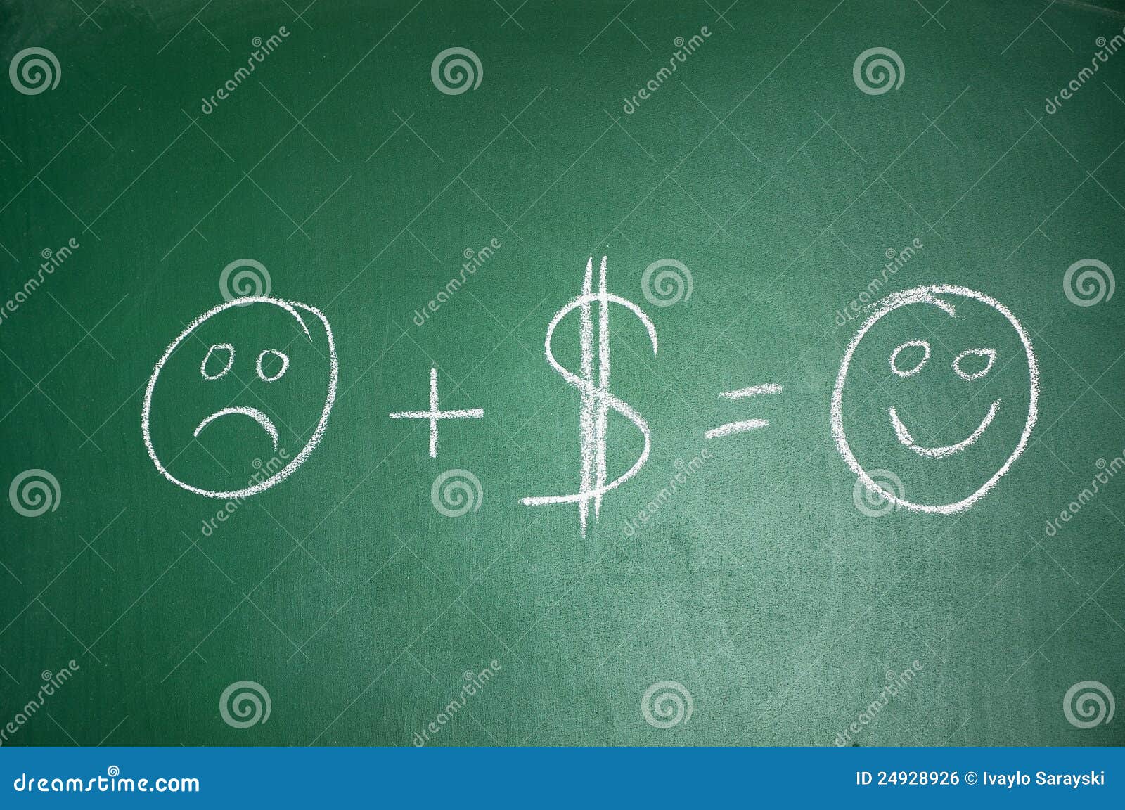 Money makes you happy stock photo. Image of chalk, icon - 24928926