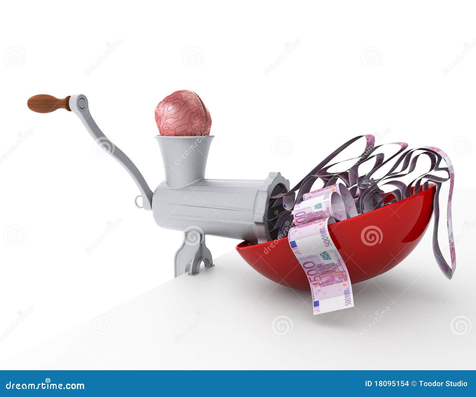 Man Using Brain As Vacuum To Suck Up The Money. Money Brain - Vector ...