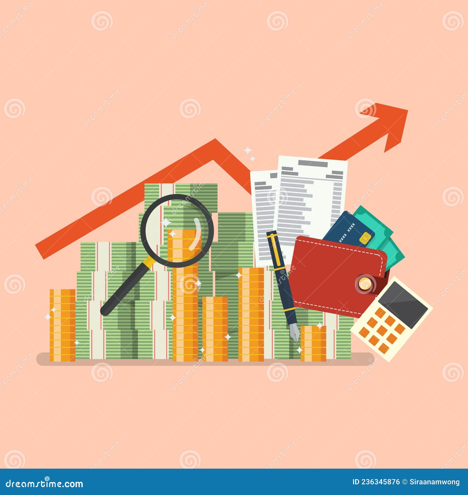 Money management concept stock vector. Illustration of card - 236345876