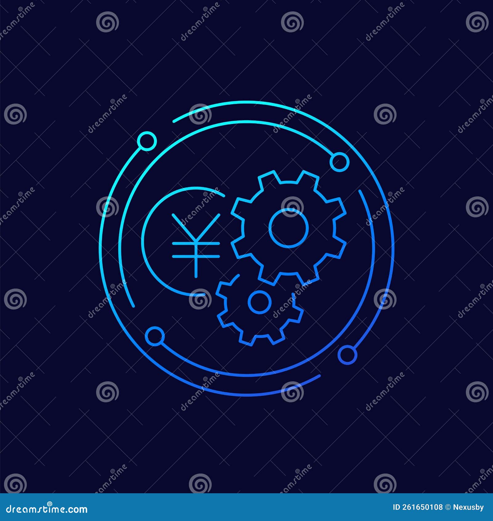 Money Management Icon with Yuan, Linear Vector Stock Vector ...
