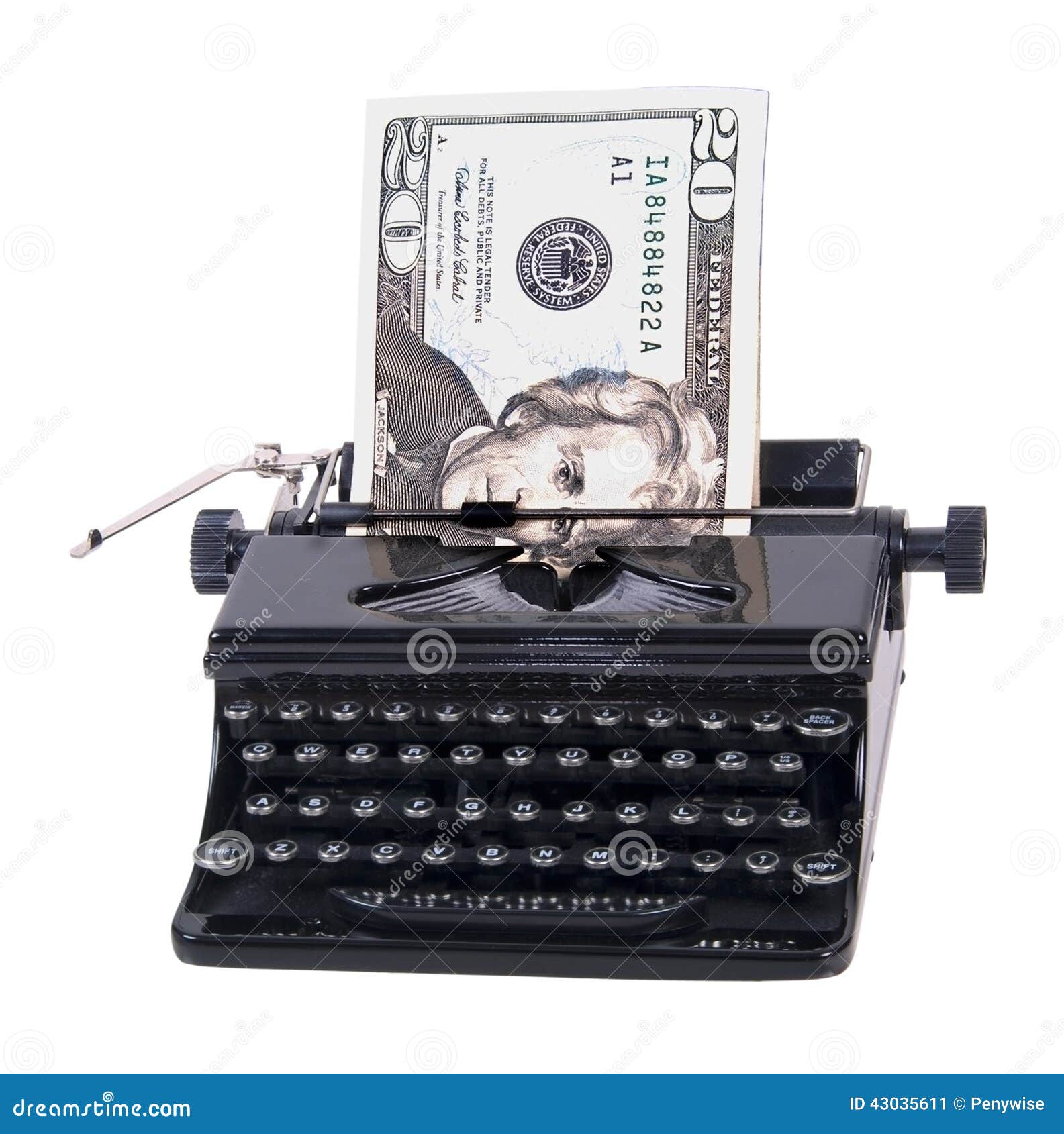 Money in Manual Typewriter stock image. Image of printed - 43035611