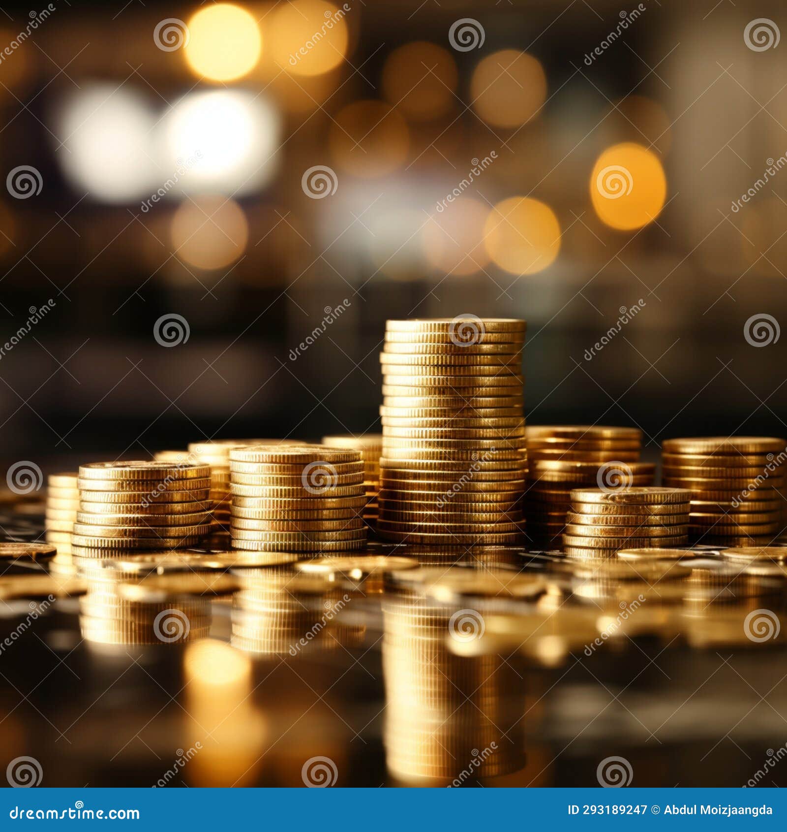 Money and Market Analysis Merge in a Gold Coin Stack Stock Illustration ...