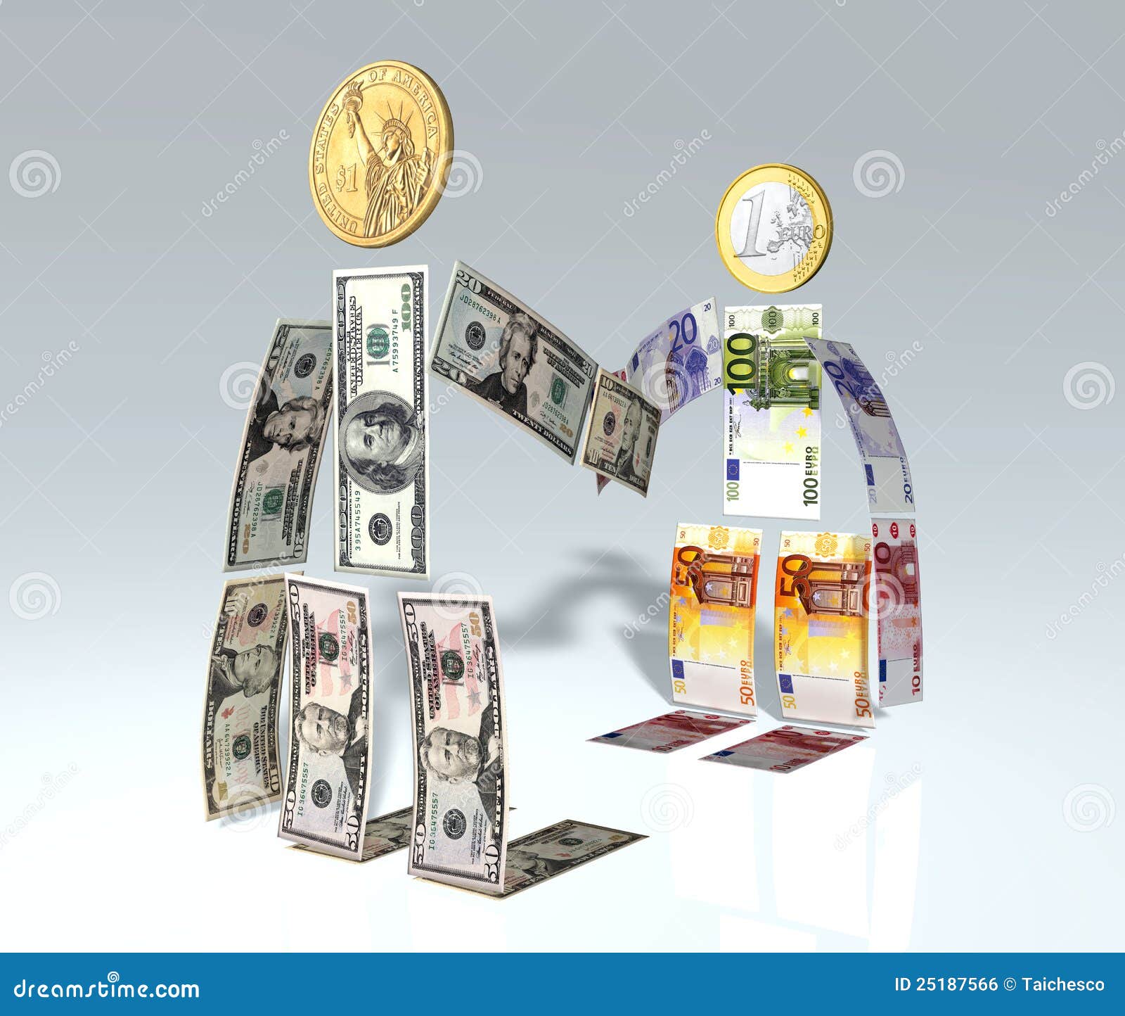 Money men shaking hands stock illustration. Illustration of stand ...