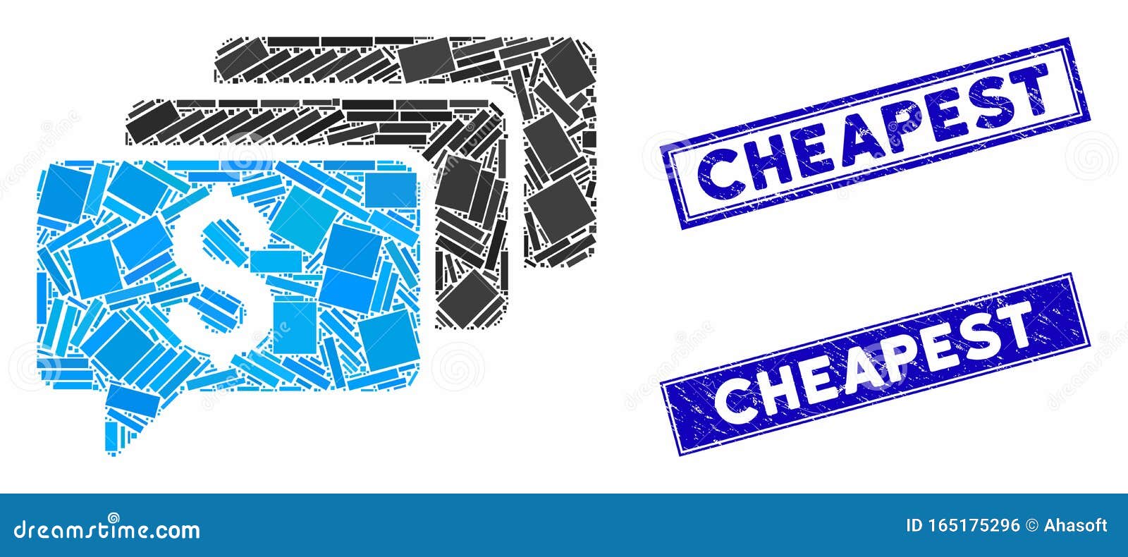 Money Messages Mosaic and Grunge Rectangle Cheapest Stamps Stock Vector ...