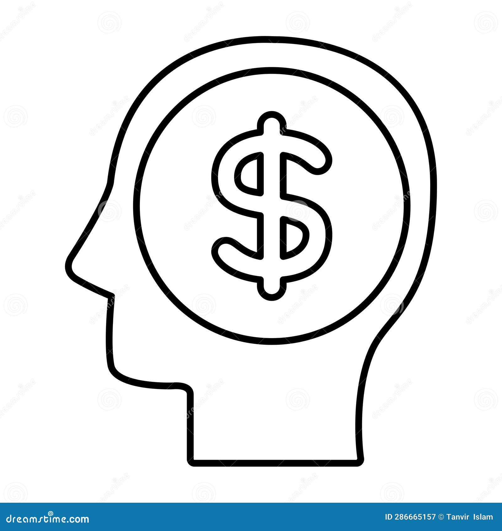 Money on Mind Icon in Outline Style Stock Vector - Illustration of ...