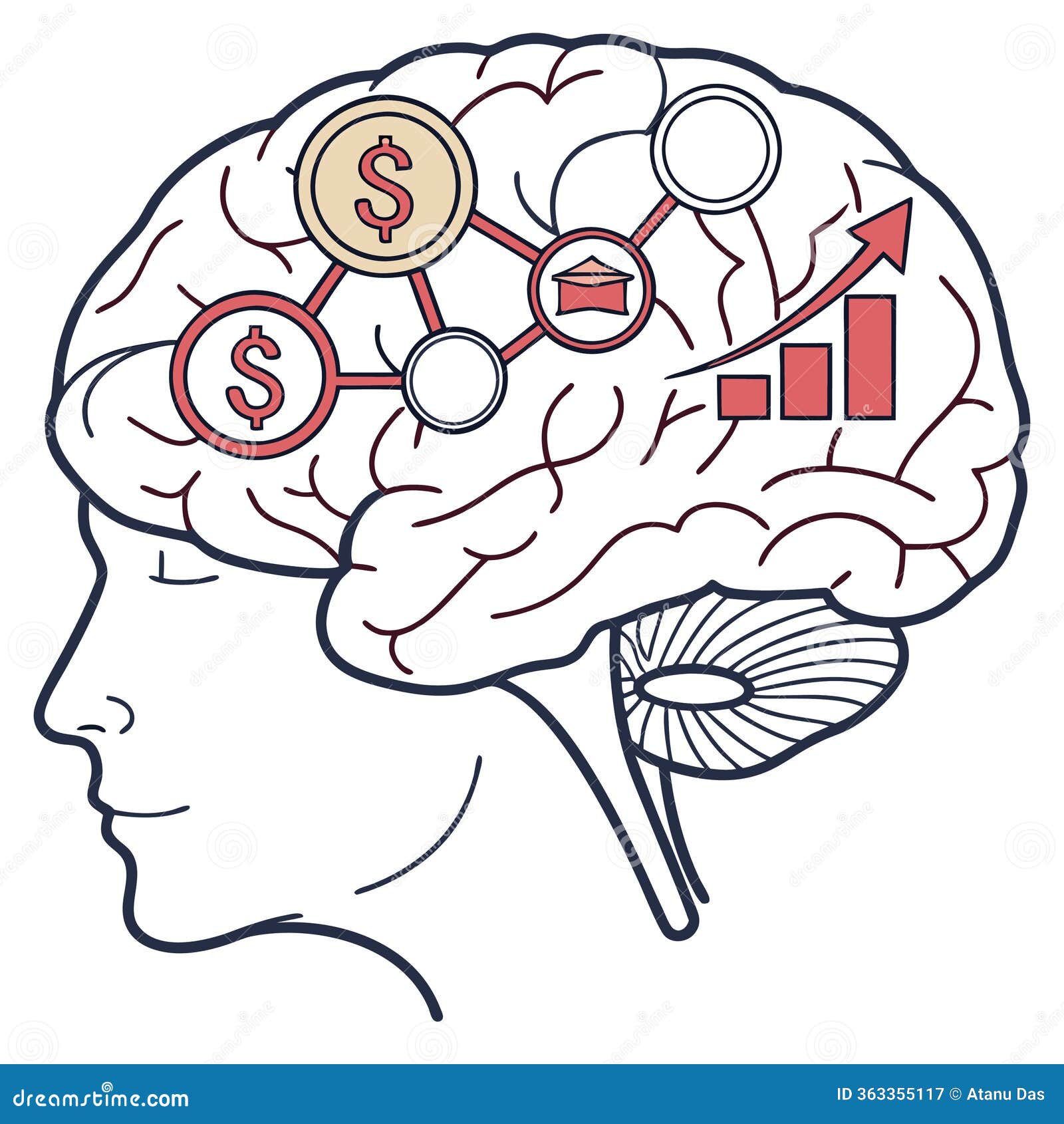 Money Mindset for Financial Success Human Brain Stock Illustration ...