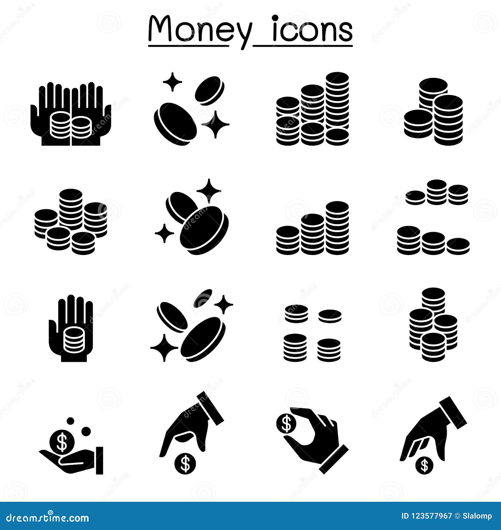Money & Coin icon set stock illustration. Illustration of isolated ...