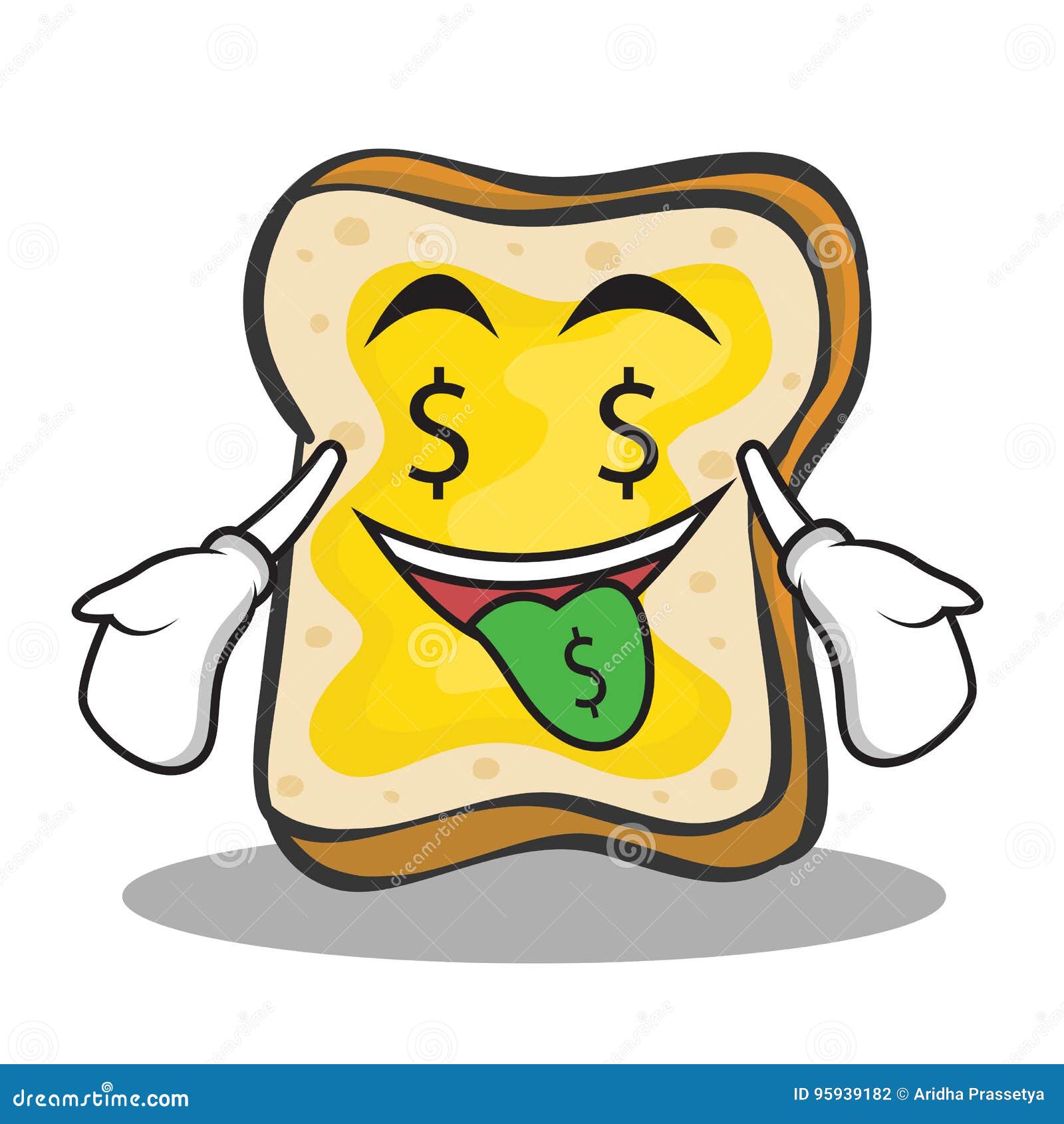 Money Mouth Face Bread Character Cartoon Stock Vector - Illustration of ...