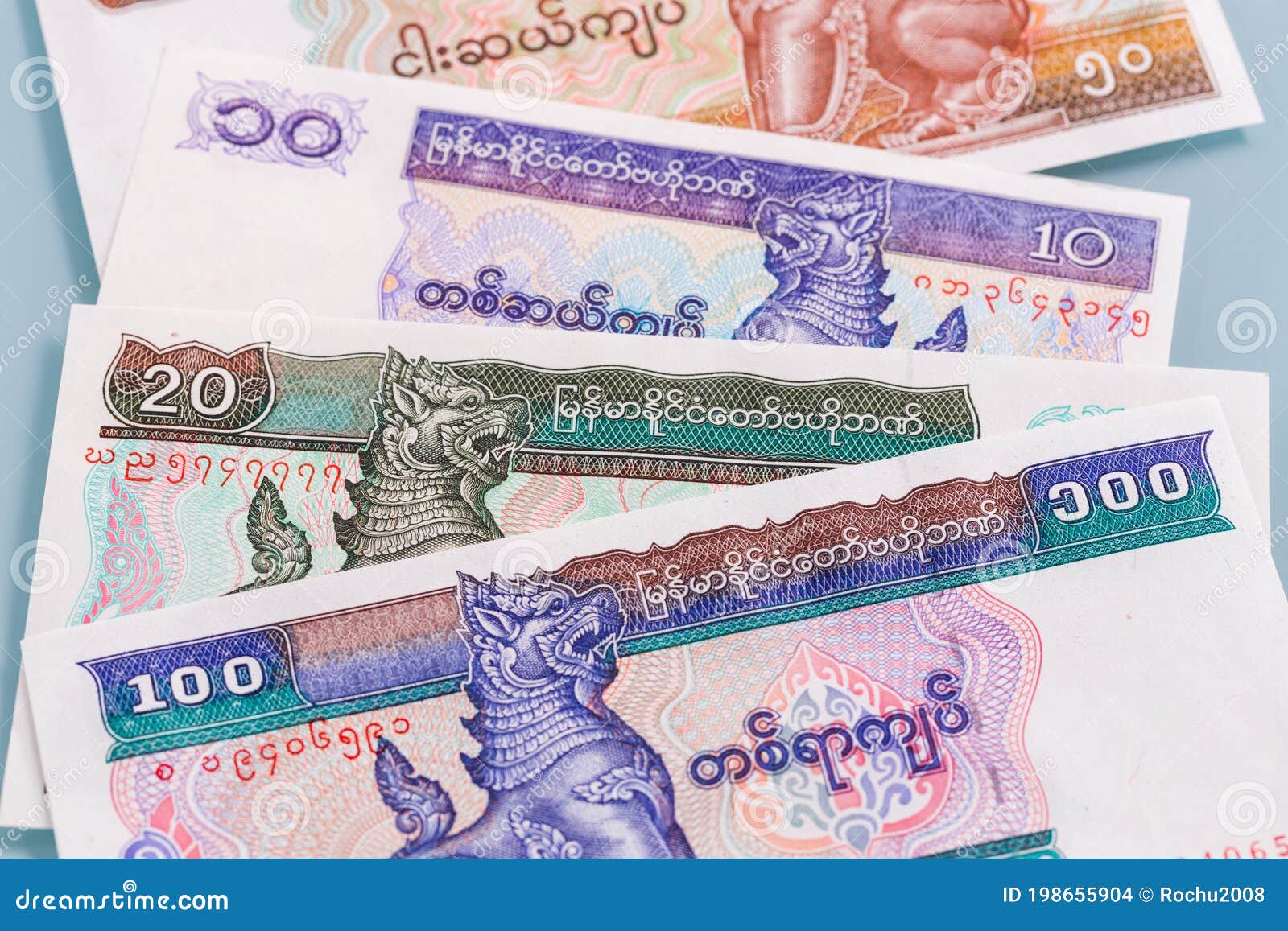 Money from Myanmar, Kyat, Various Banknotes Stock Photo - Image of ...