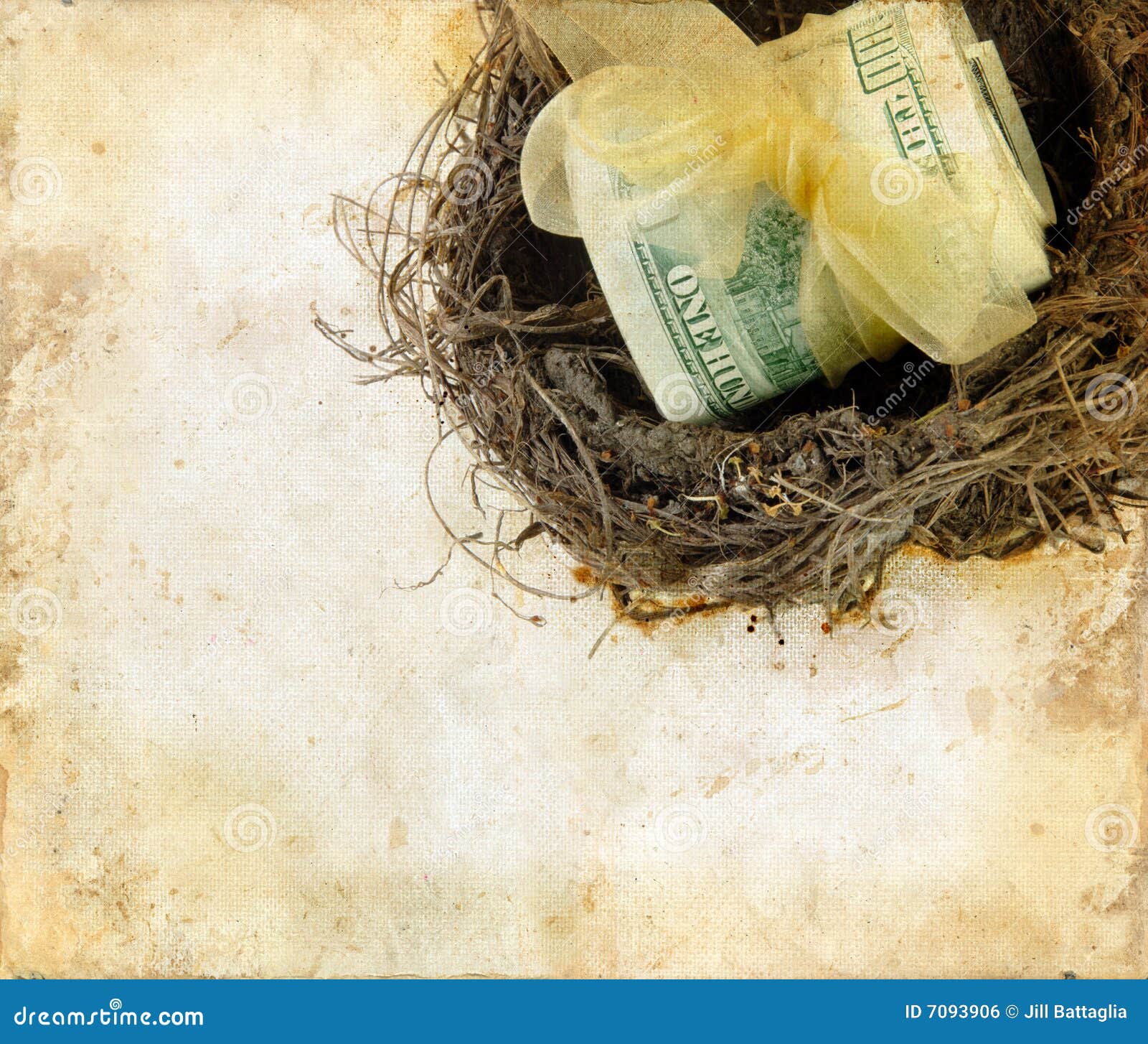 Money in a Nest on a Grunge Background Stock Photo - Image of painterly ...