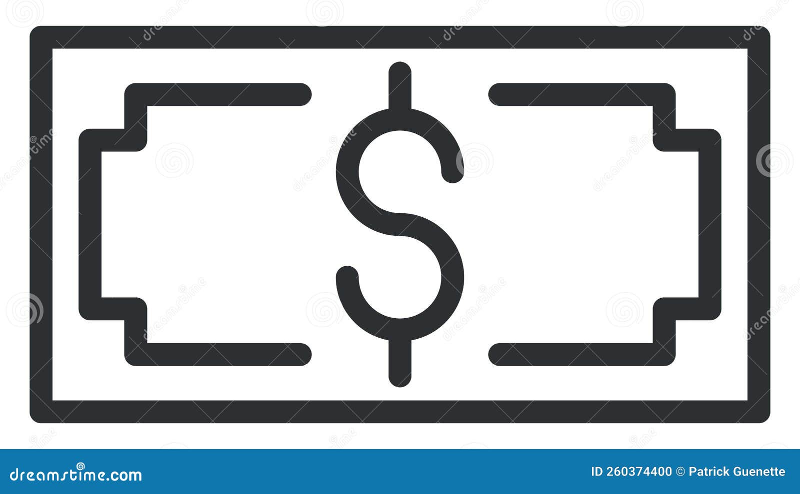 Money note, icon stock vector. Illustration of banknote - 260374400