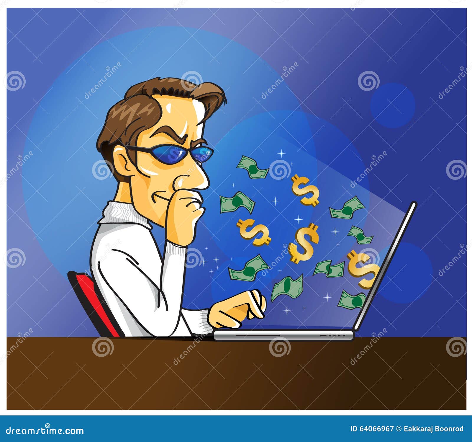 Money notebook man working stock vector. Illustration of millionaire ...