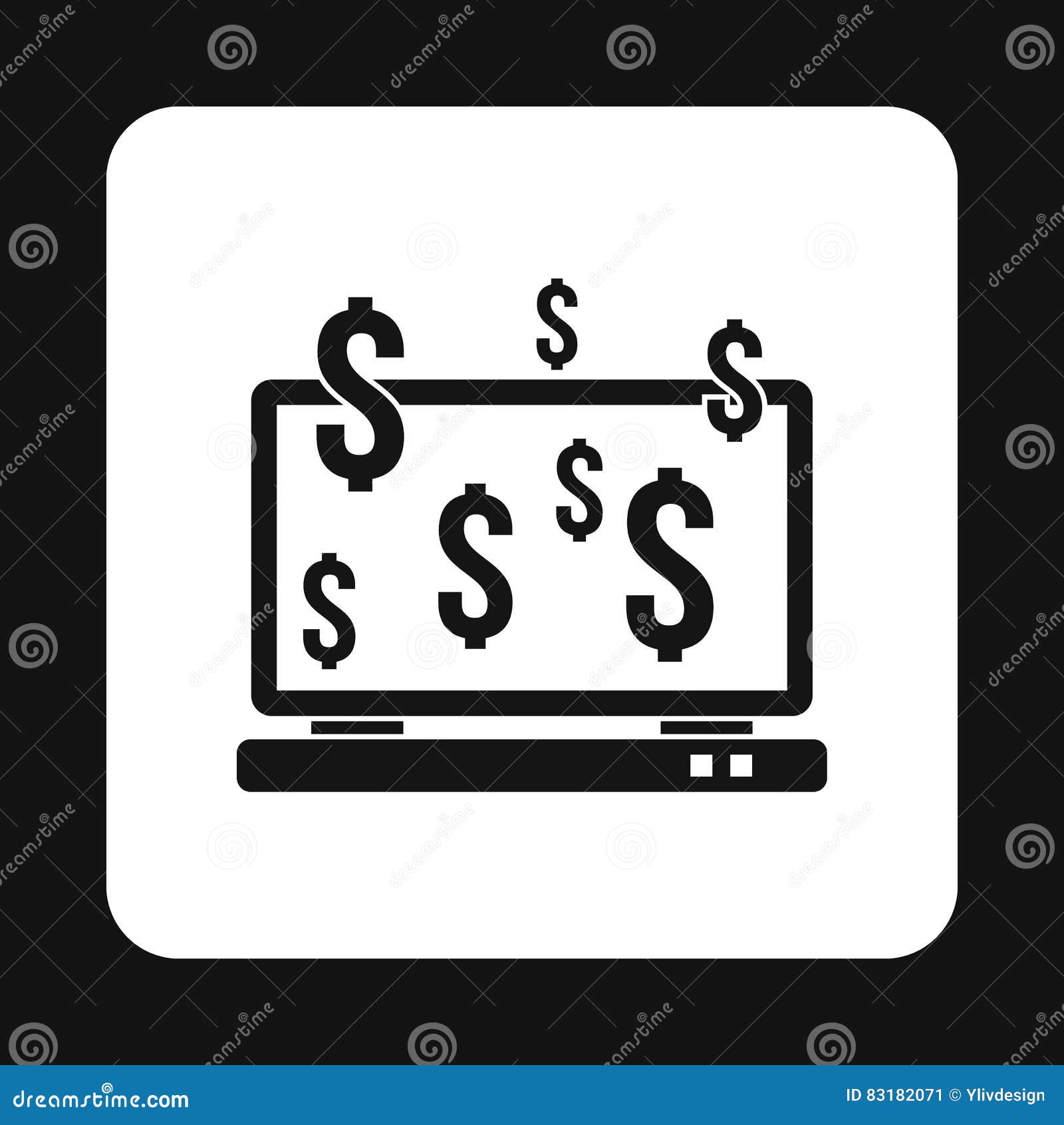 Money Online on Computer Icon, Simple Style Stock Vector - Illustration ...
