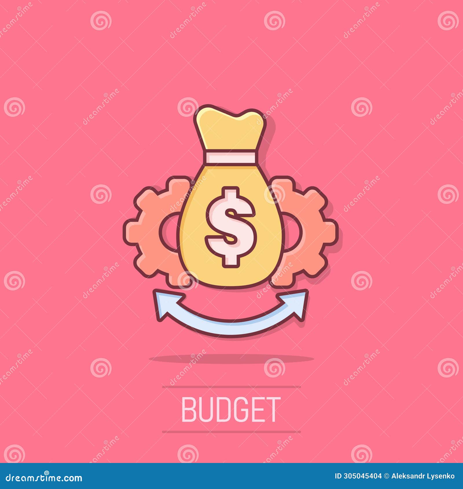 Money Optimization Icon In Comic Style. Gear Effective Cartoon Vector ...