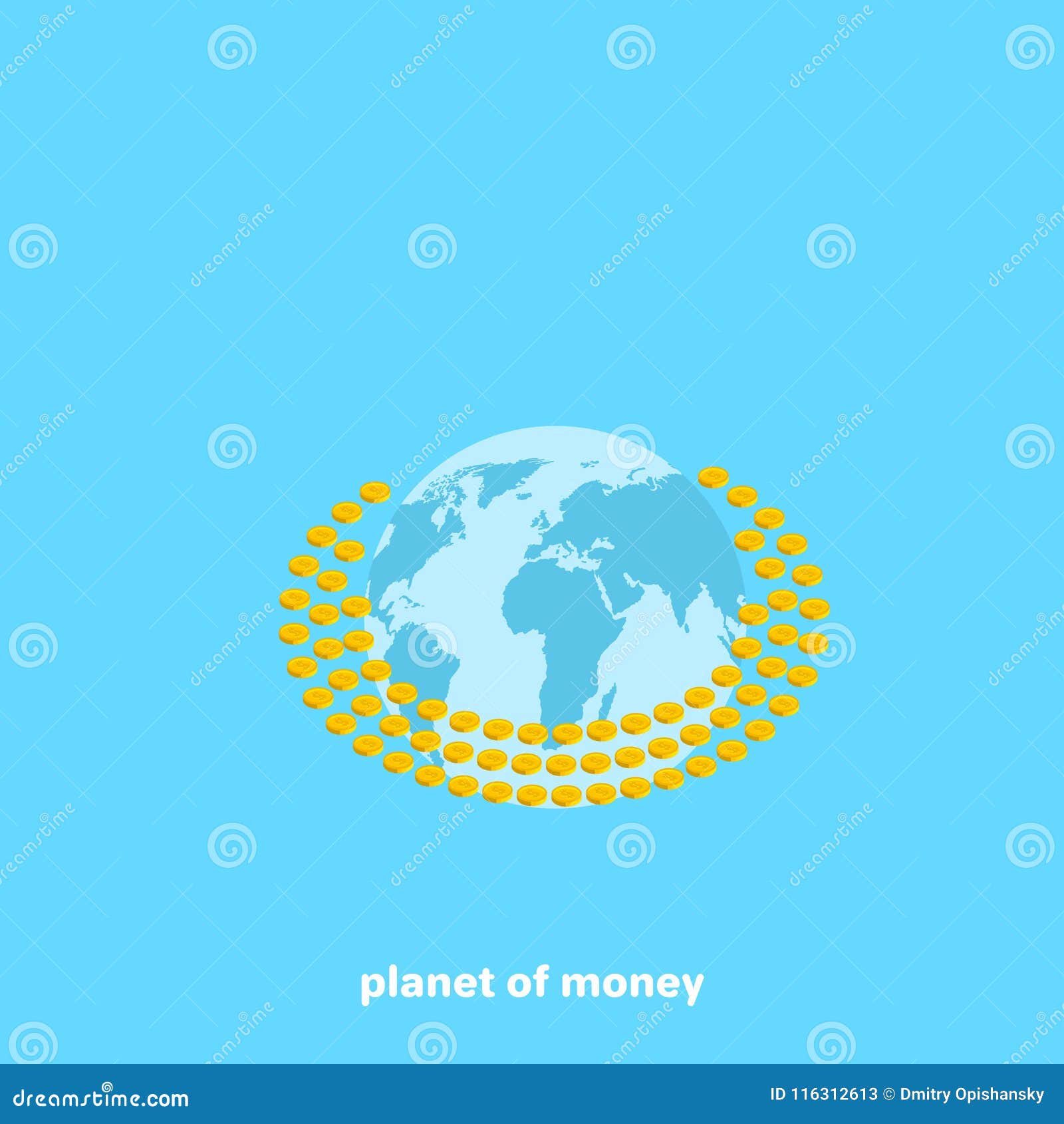 Money in Orbit of the Earth, Isometric Stock Vector - Illustration of ...