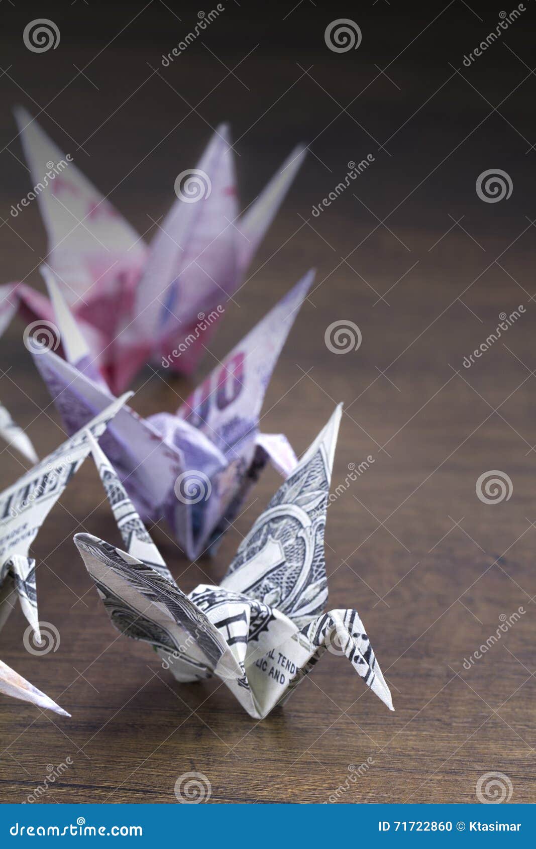 Money Origami Birds stock photo. Image of flow, closeup - 71722860