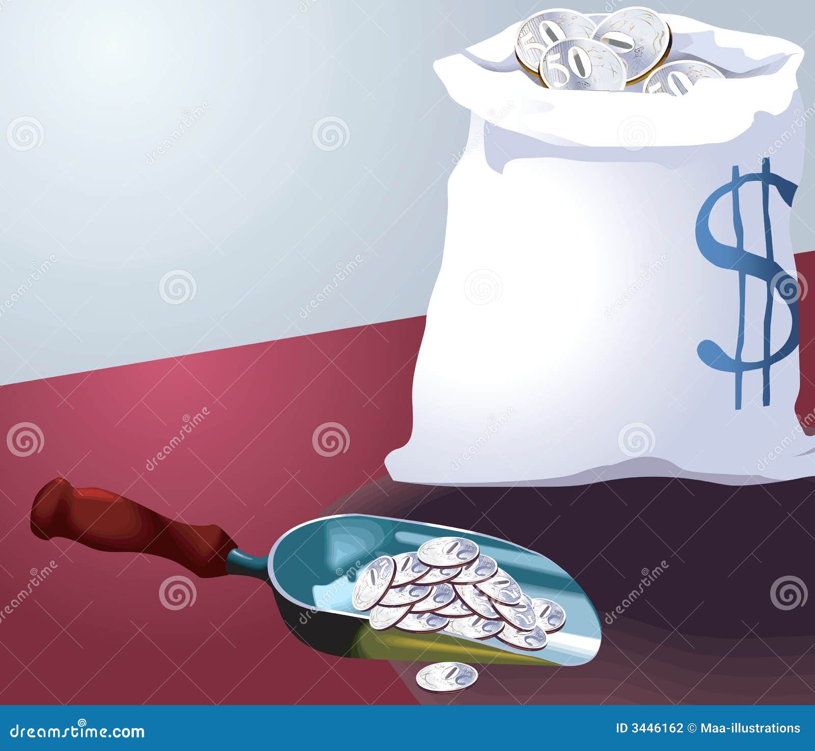 Money in a packet and pan stock vector. Illustration of bank - 3446162