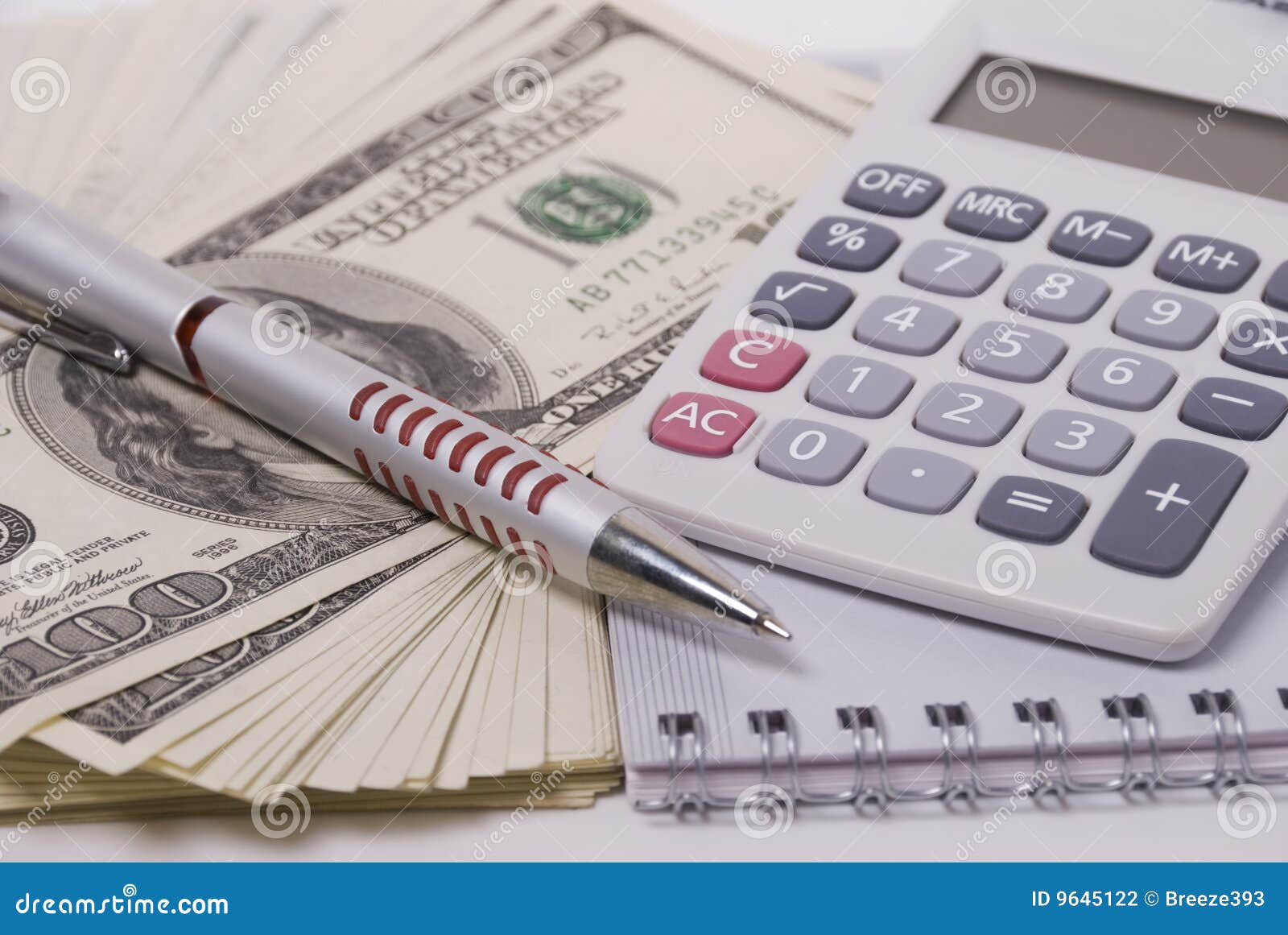 Money, pen and calculator stock photo. Image of note, paper - 9645122