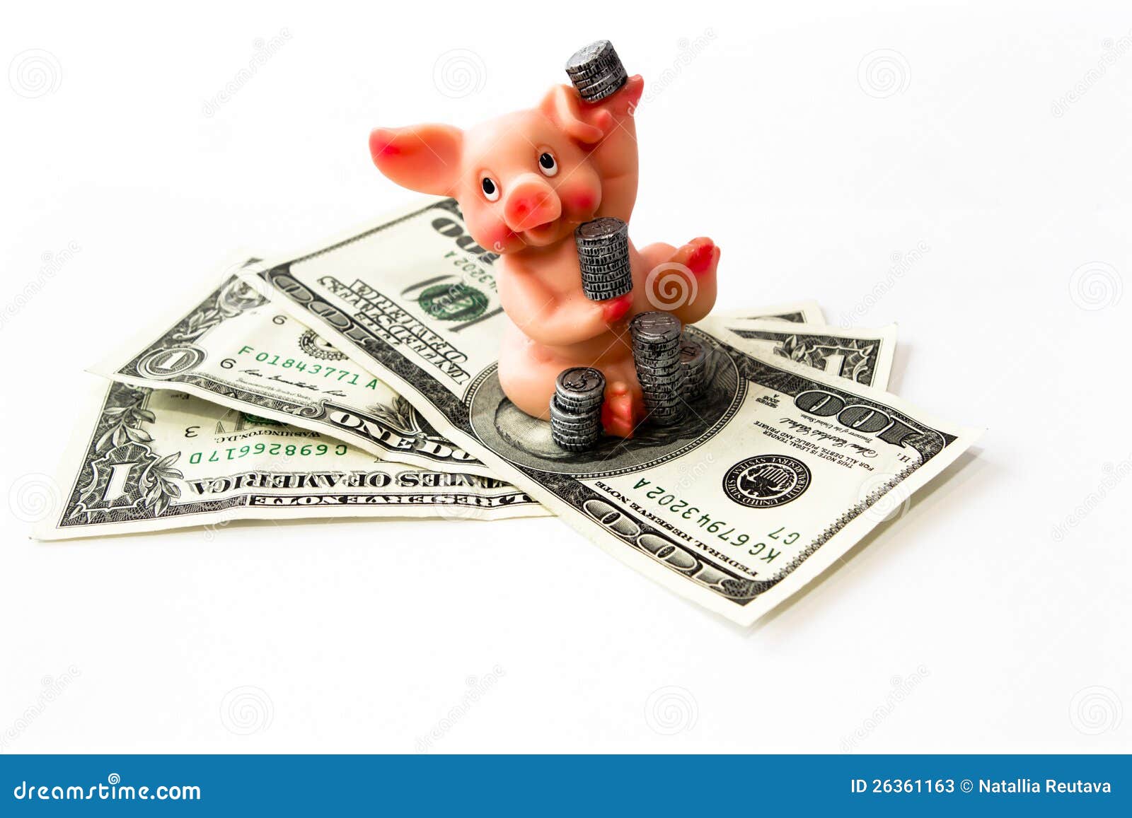 Money with Pig and coins stock image. Image of invest - 26361163