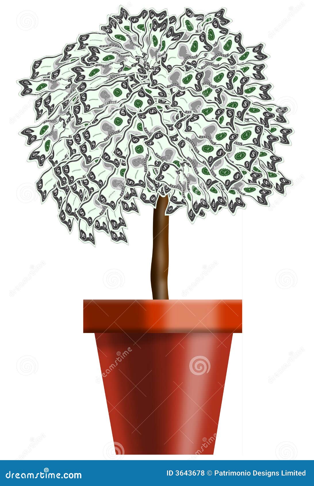 Money plant in a pot stock illustration. Illustration of business - 3643678