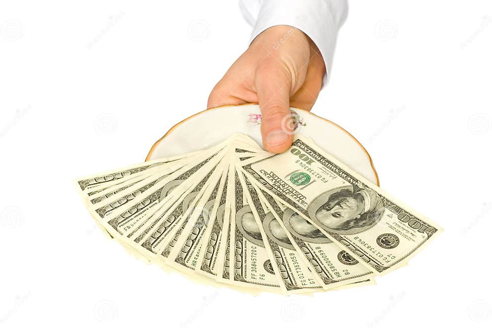Money on plate stock image. Image of holding, paper, finances - 4033137