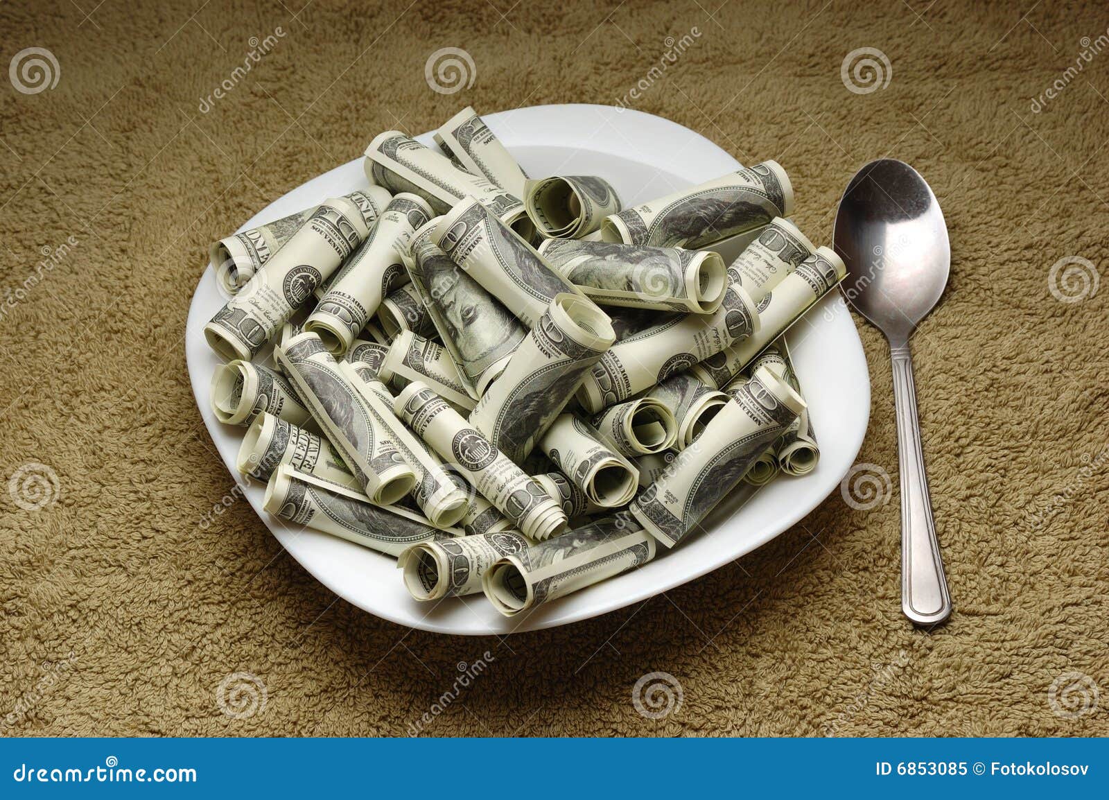 Money on the plate stock image. Image of dollar, bill - 6853085